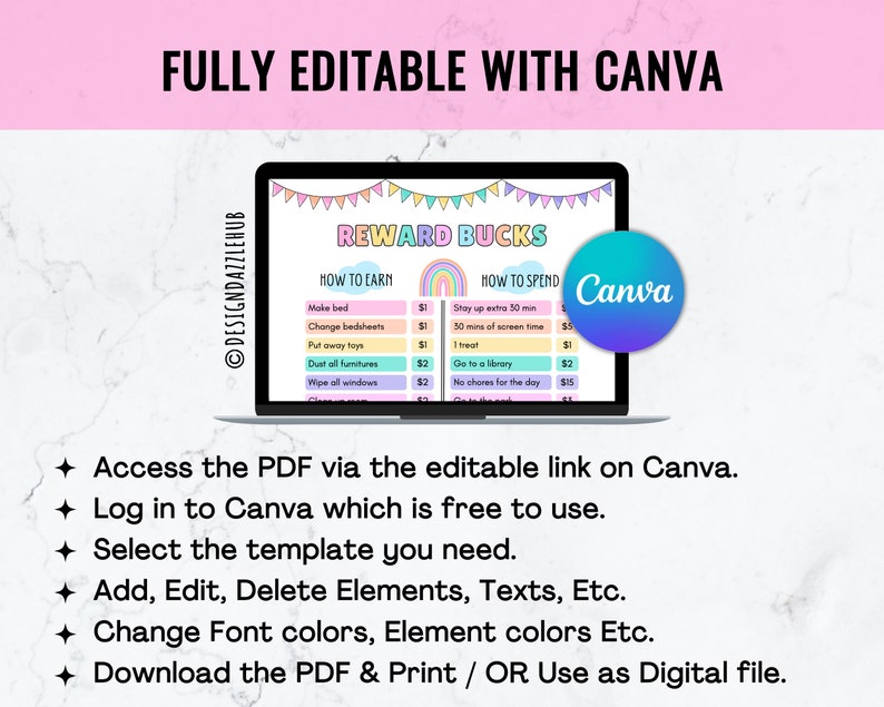 Kids' Reward System Printable Mom Bucks Editable Good Behavior Chart ...