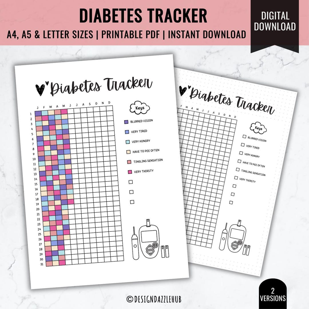 Diabetes Tracker Printable | Blood Sugar Log (digital Download) - Etsy
