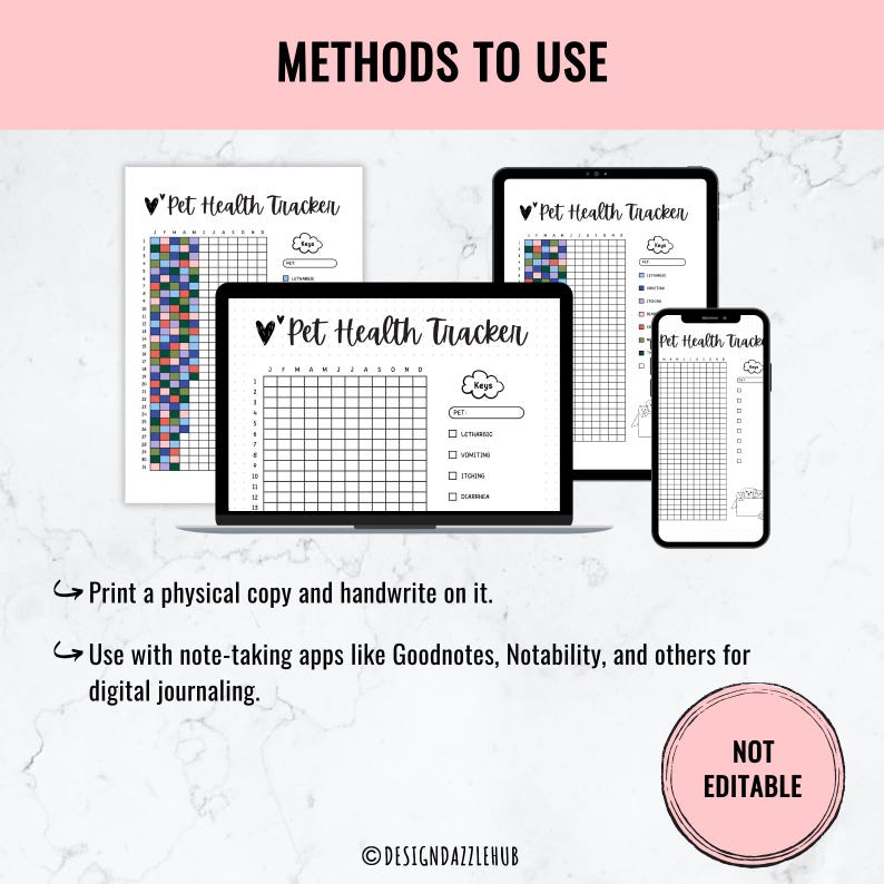 Printable Pet Health Tracker: Symptom & Sickness Journal (digital ...