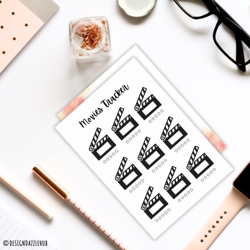 Printable Movies Tracker Bullet Journal | Movie Tracker Sheets | Movie ...