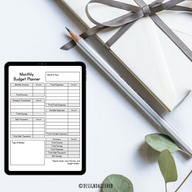 Printable Monthly Budget Planner: Finance Tracker (digital Download) - Etsy