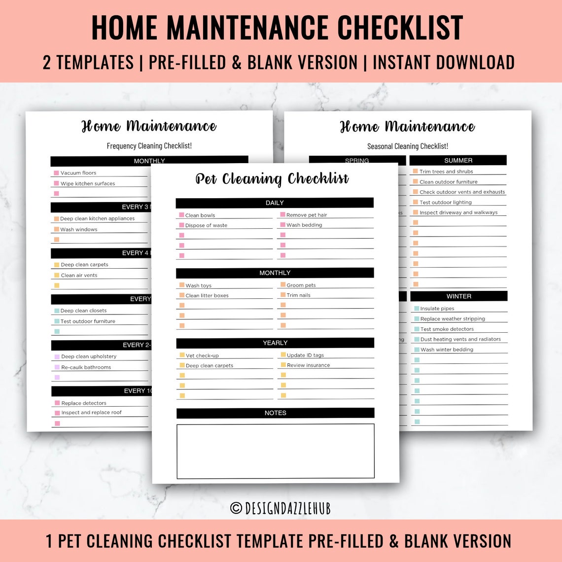 Editable Adhd House Cleaning Bundle List House Deep Cleaning Checklist ...