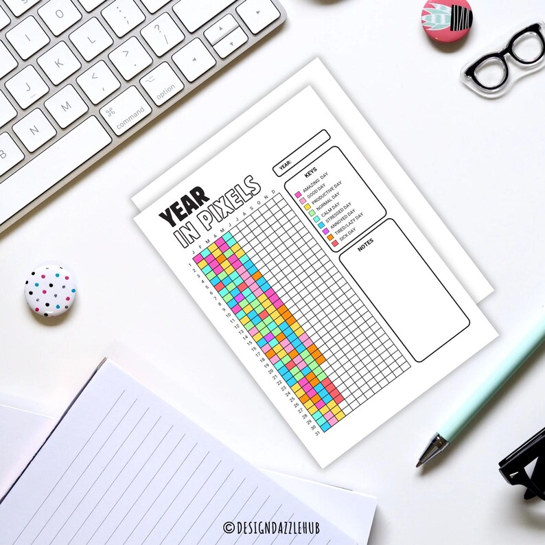 Year in Pixels Mood Tracker | Printable A4/A5 (digital Download) - Etsy ...