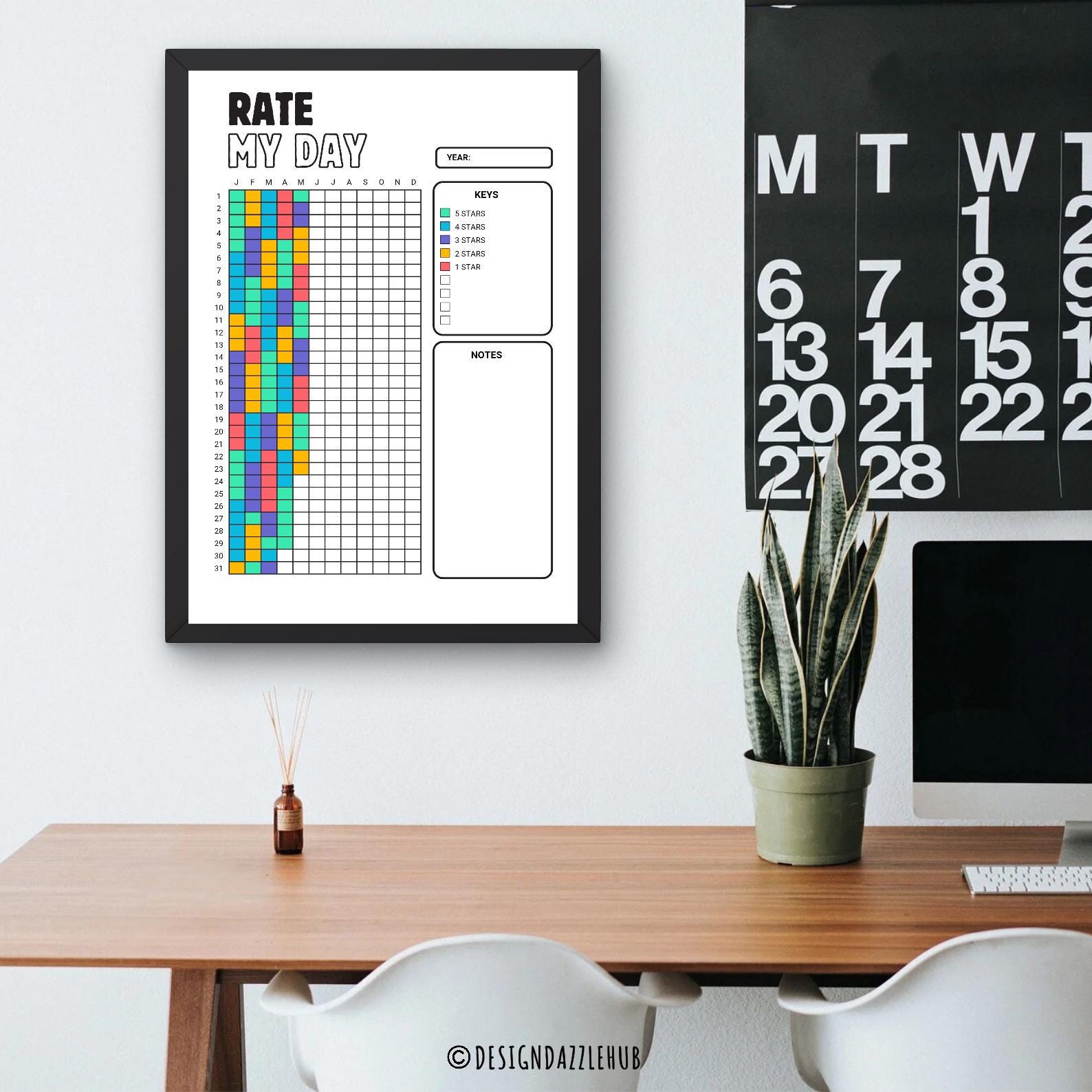 Rate My Day Tracker: Printable Mood Journal (PDF Download) - Etsy