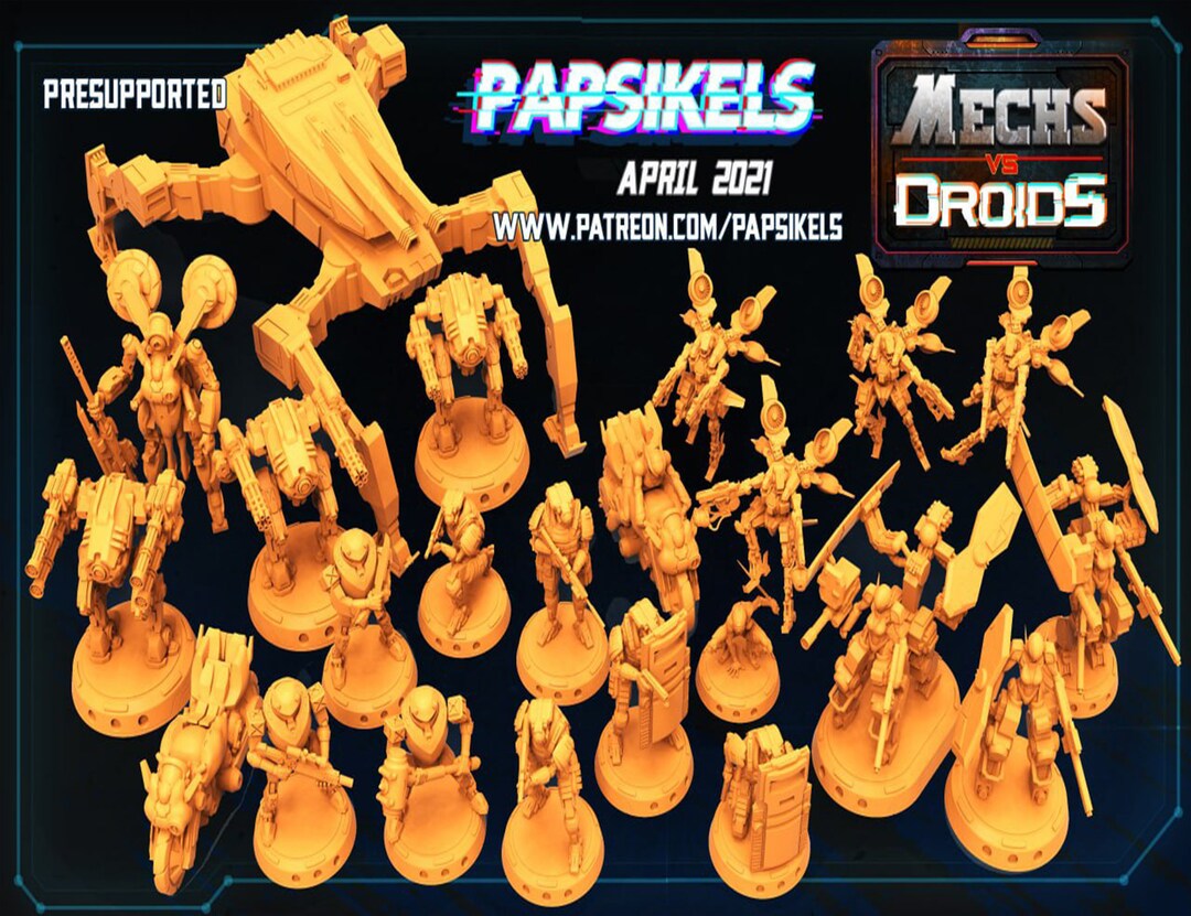 PAPSIKELS Miniatures Mechs Vs Droids 2021 April Released Tabletop Stl ...