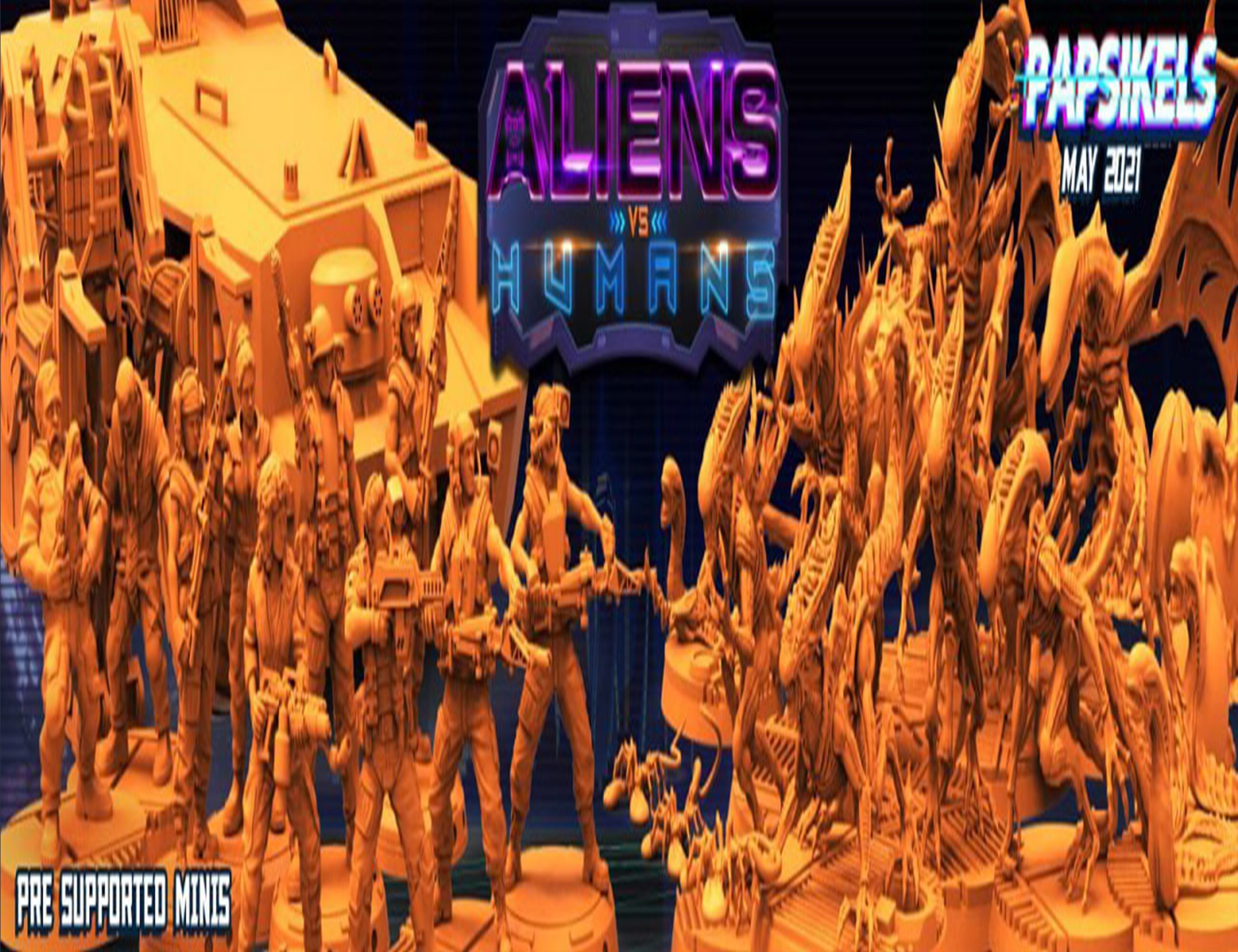 PAPSIKELS Miniatures Aliens Vs Humans 2021 May Released Tabletop Stl ...