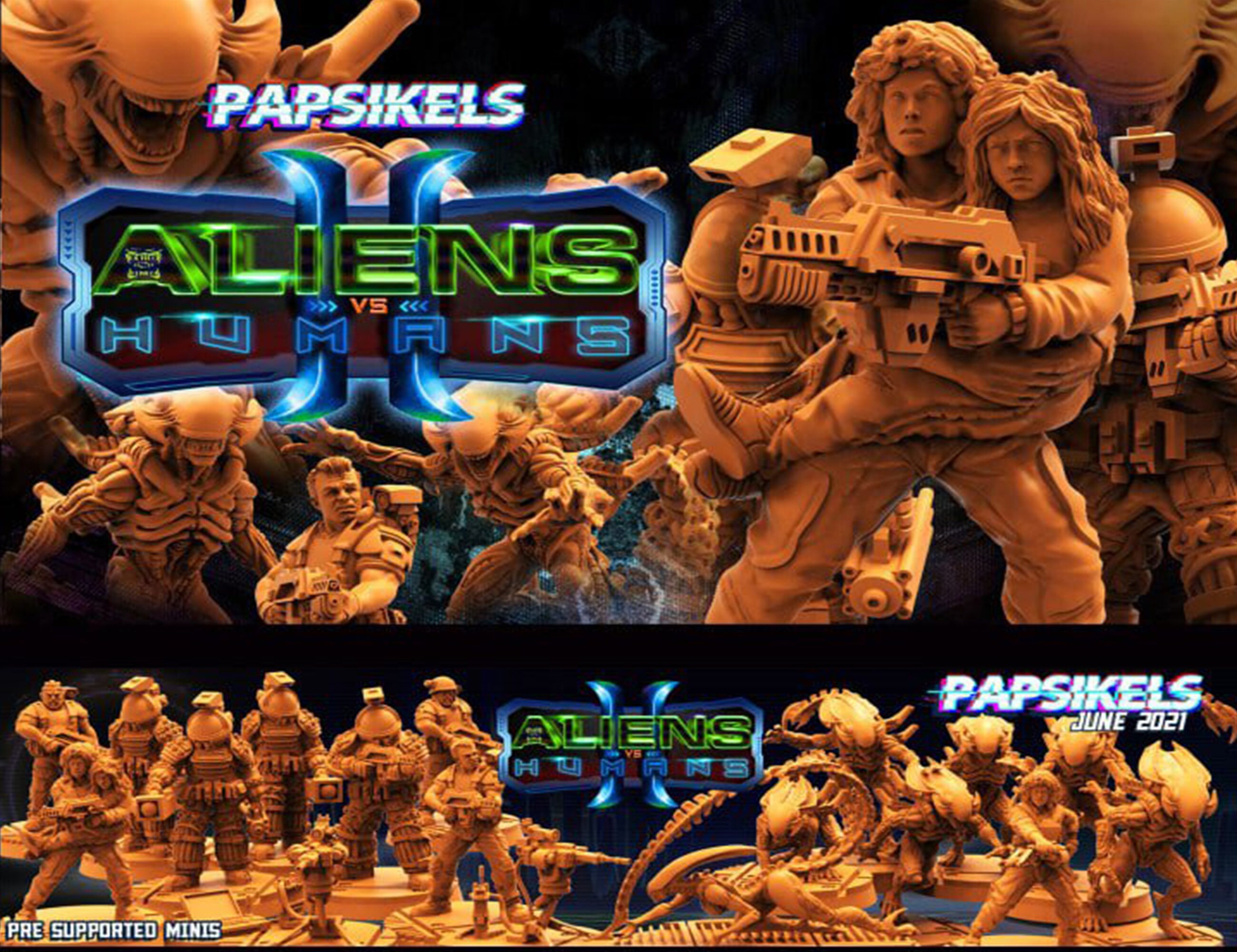 PAPSIKELS Miniatures Aliens Vs Humans 2021 June Released Tabletop Stl ...