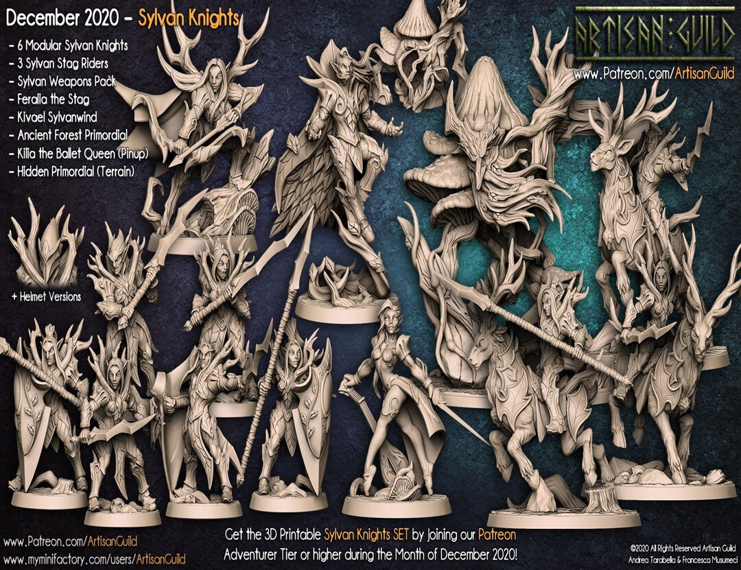 ARTISAN GUILD Miniatures Sylvan Knights 2020 Released Tabletop Stl Dnd ...