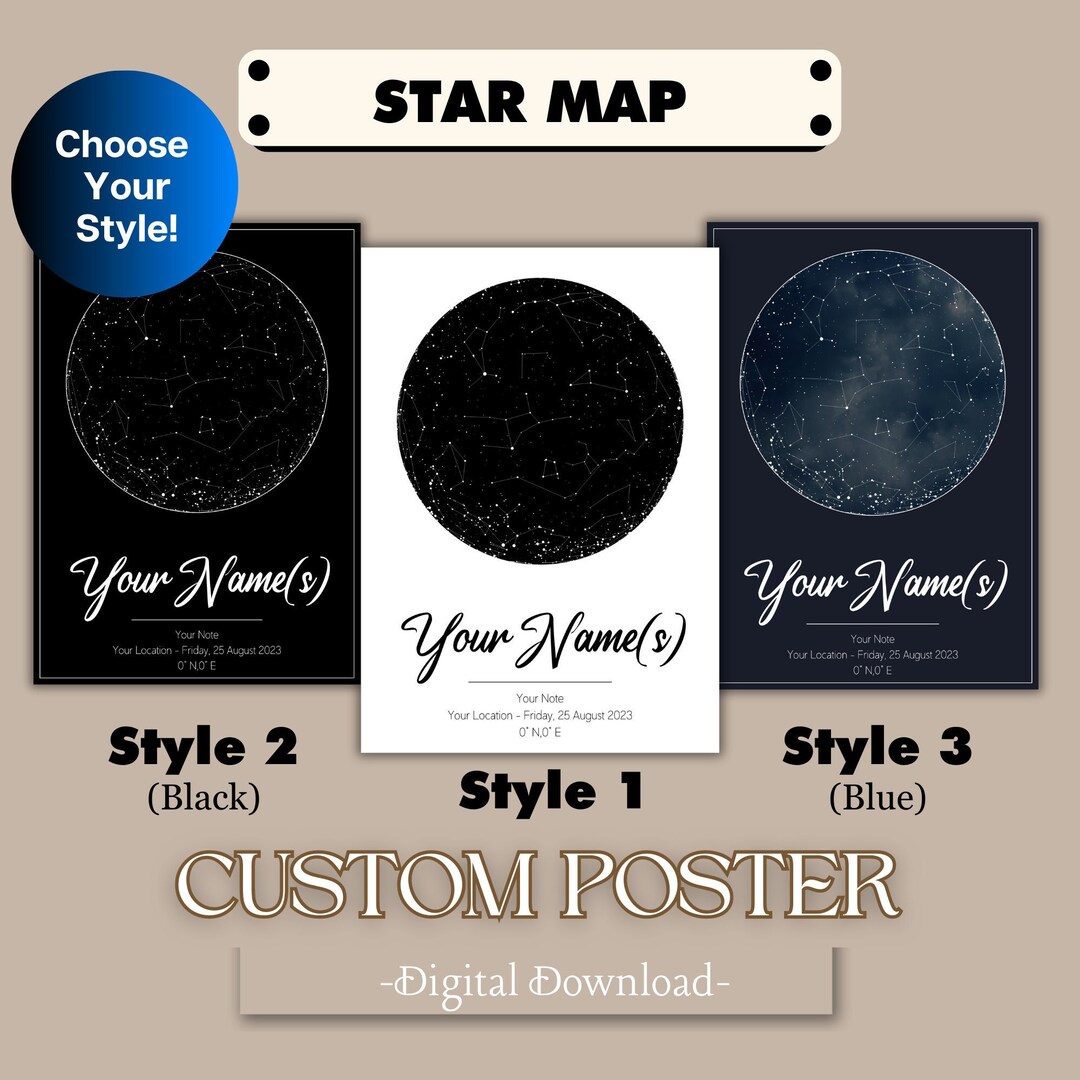 Custom Star Map Poster, Birthday & Anniversary Gift, Trend Star Map ...