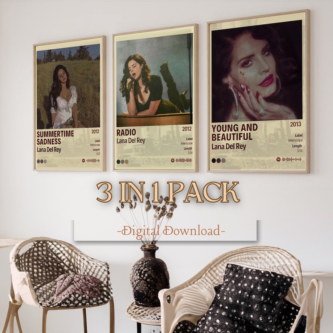 Lana Del Rey 3 in 1 Portrait Album Poster, Aesthetic Trend Wall Decor ...