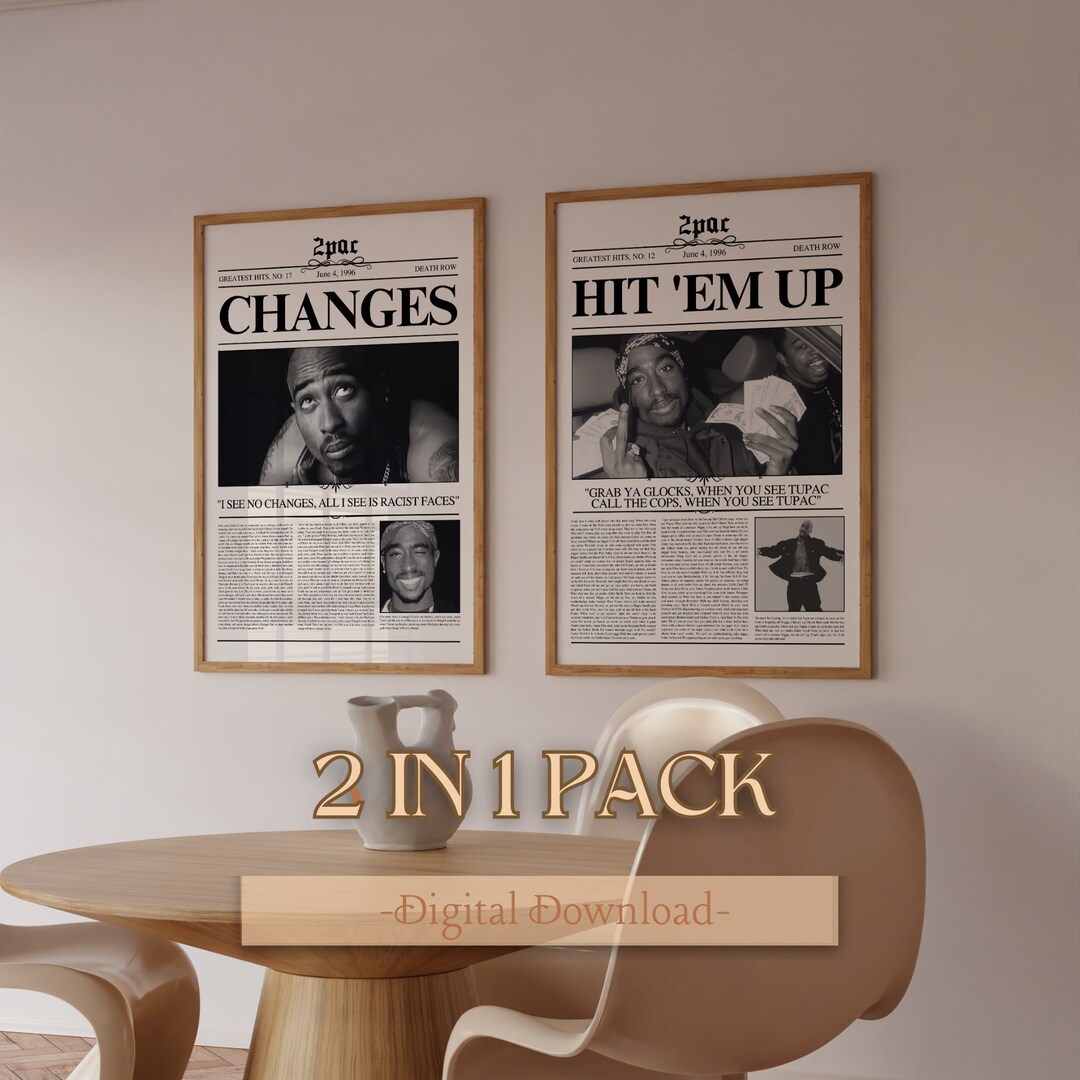 Tupac Shakur 2 in 1 Album Poster, Aesthetic Trend Wall Decor, Digital ...