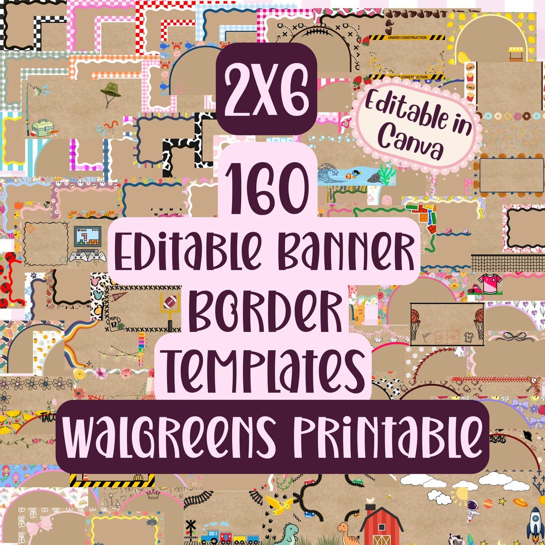 160 Banner Border Templates: Editable Canva Design (digital Download ...