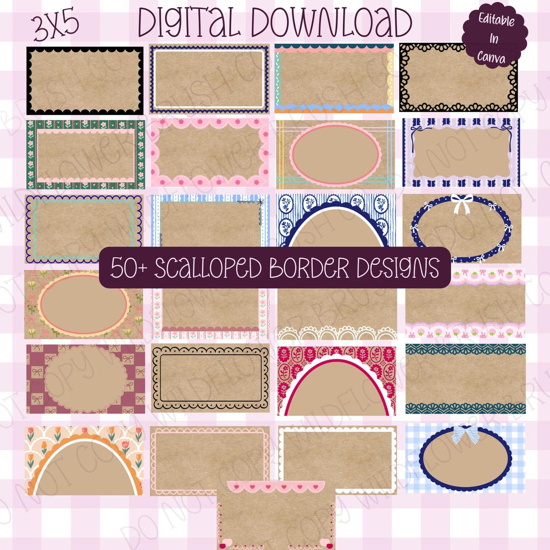50+ Scalloped Banner Border Templates: Editable Canva Design (digital ...
