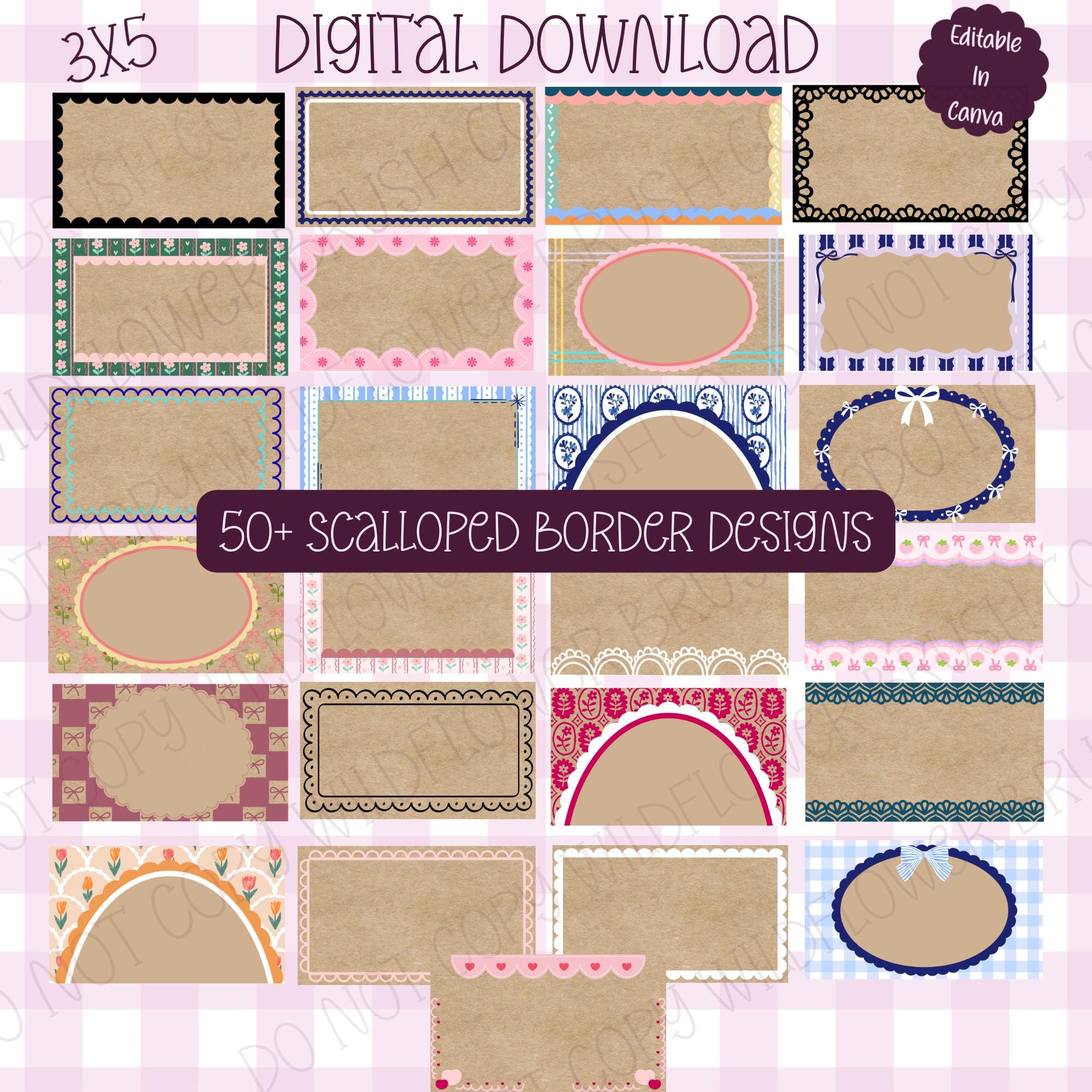 50+ Scalloped Banner Border Templates: Editable Canva Design (digital ...