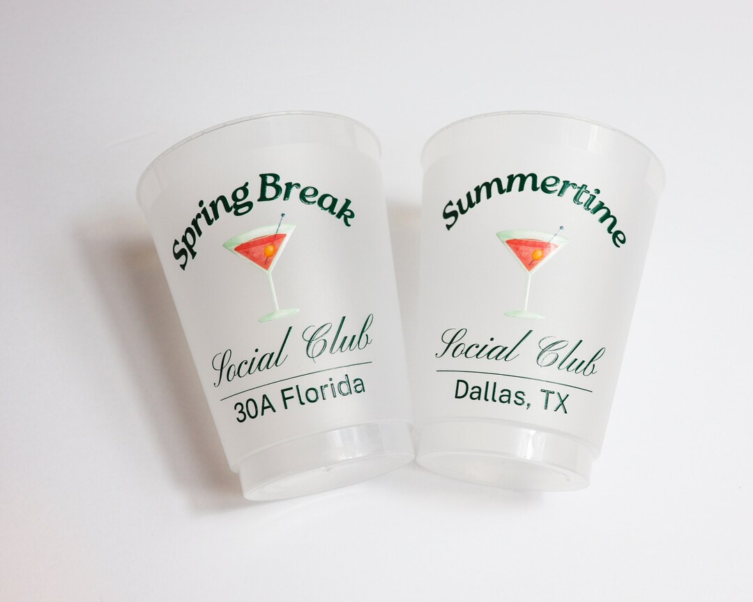 Personalized Party Cups With Classic Social Club Design | Spring Break ...