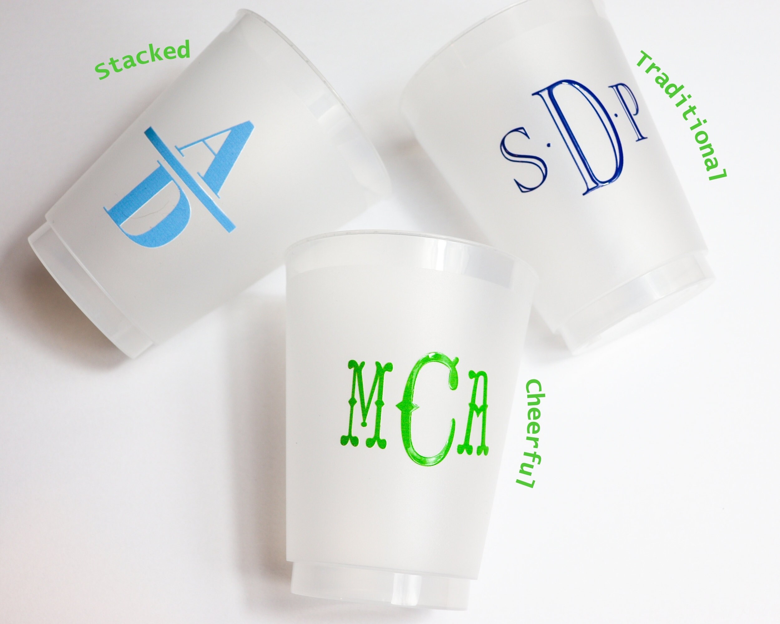 PERSONALIZED Couple Monogram Party Cups Set of 10 Frost Flex 16oz Cups ...