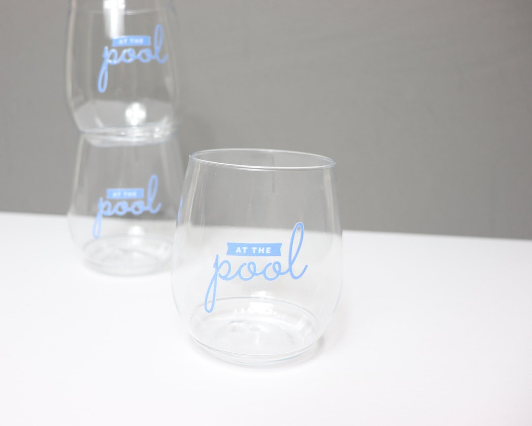 At the Pool Stackable Stemless Wine Glass | Set of 3 Custom Tossware ...