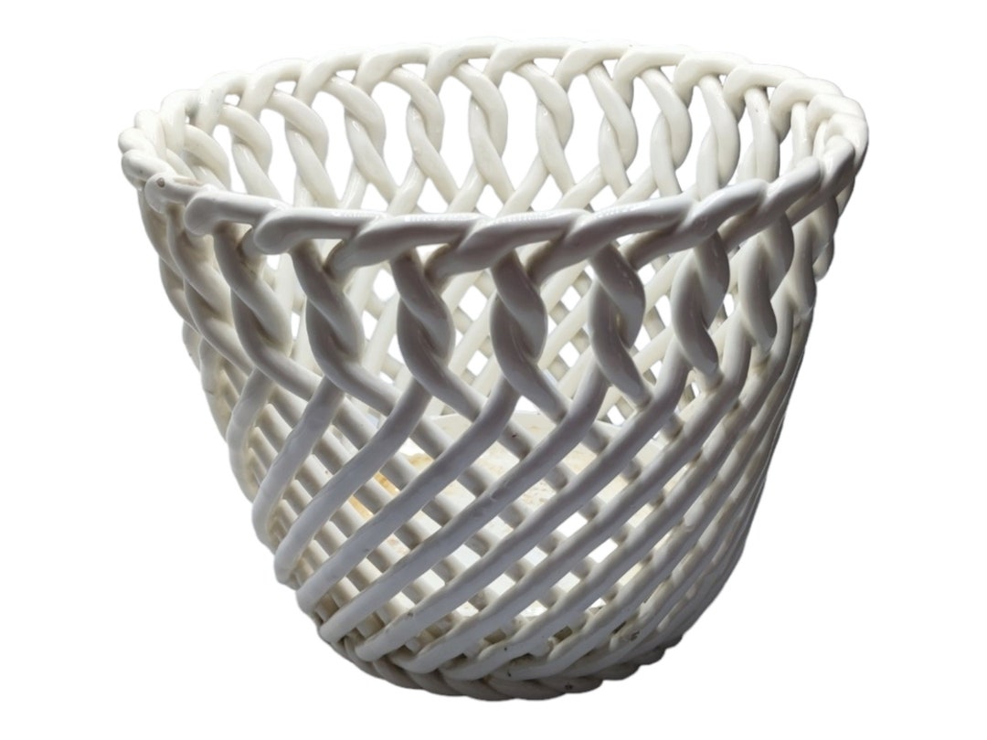 Vintage White Twisted Ceramic Cache-pot / Flowerpot Mid-20th - Etsy