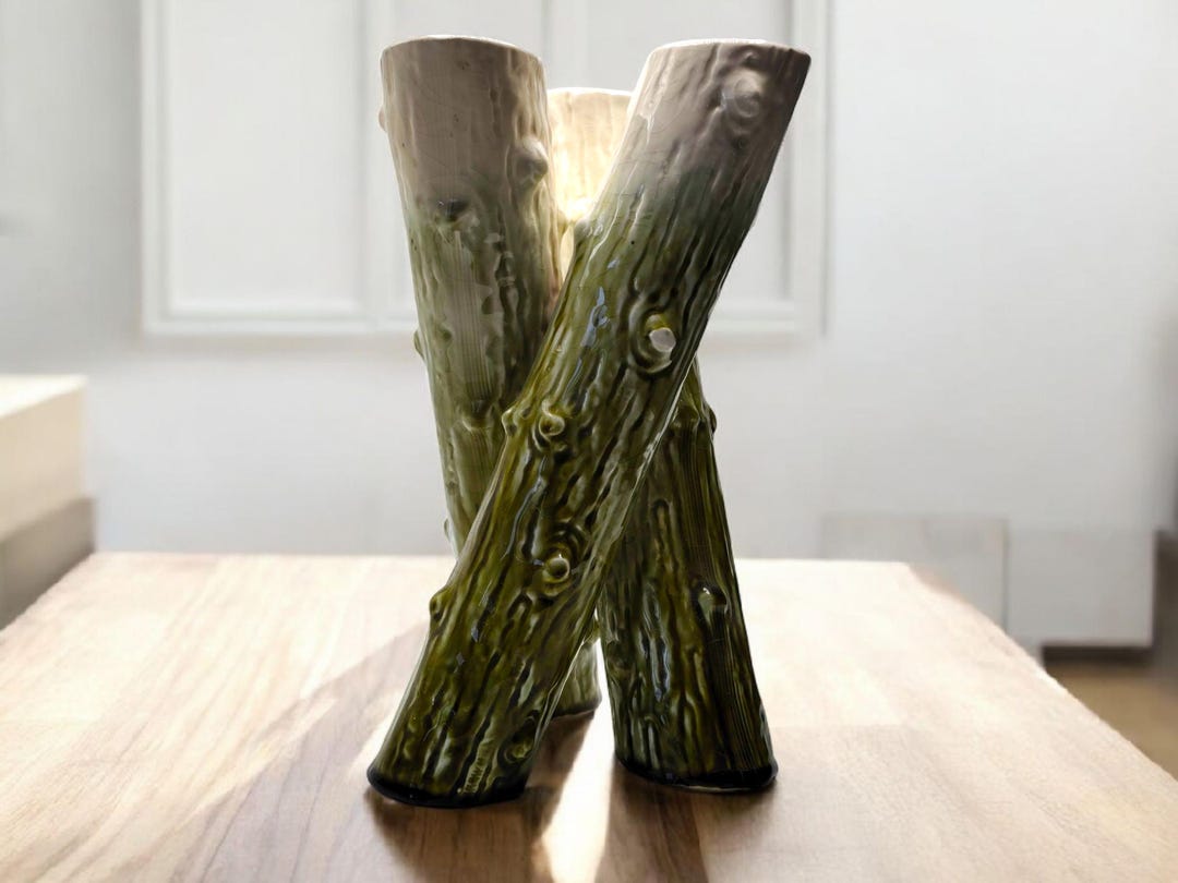 Vintage Art Nouveau Ceramic Vase: French Tree Trunk Design - Etsy