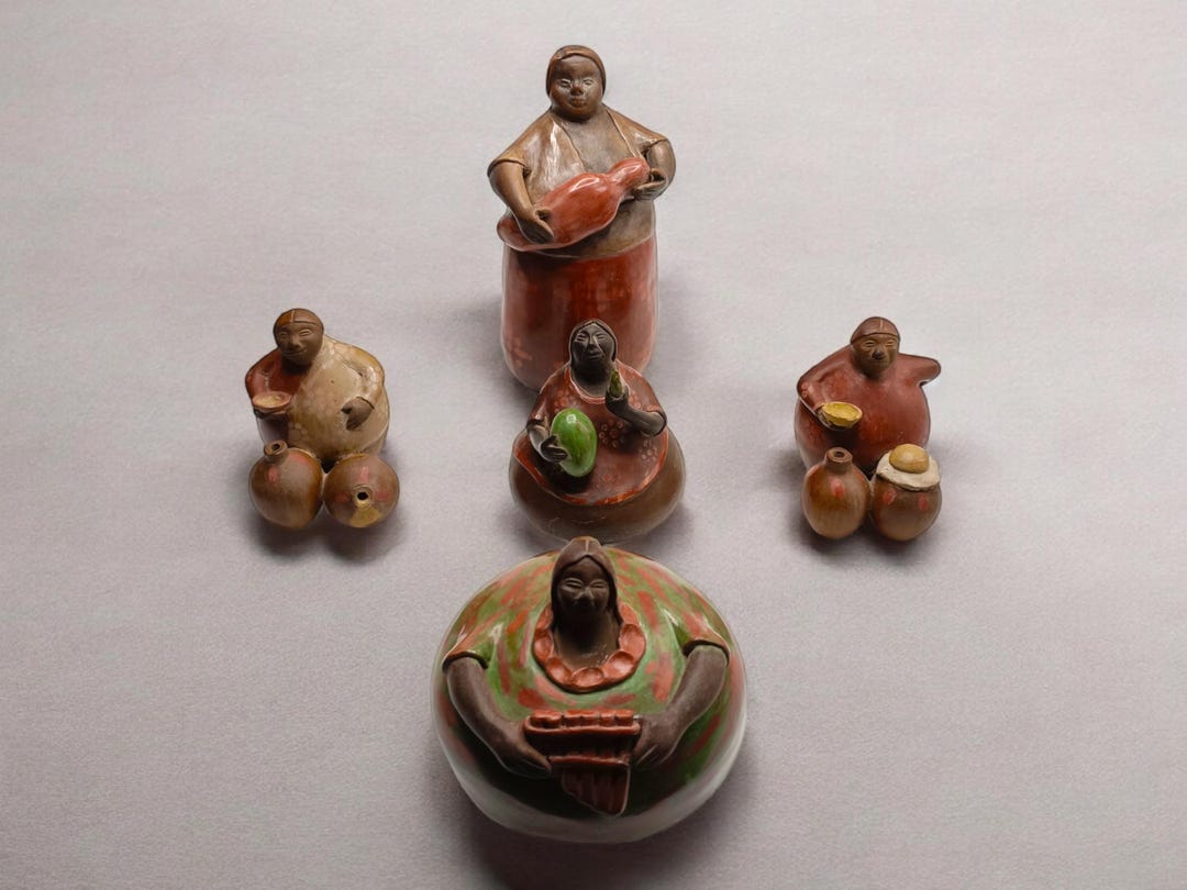 Vintage Signed Peruvian Clay Figurines - María Ysabel Juárez Folk Art ...