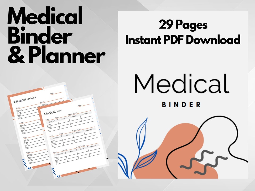 Printable Medical Binder Health Care Planner Health Care Organizer ...