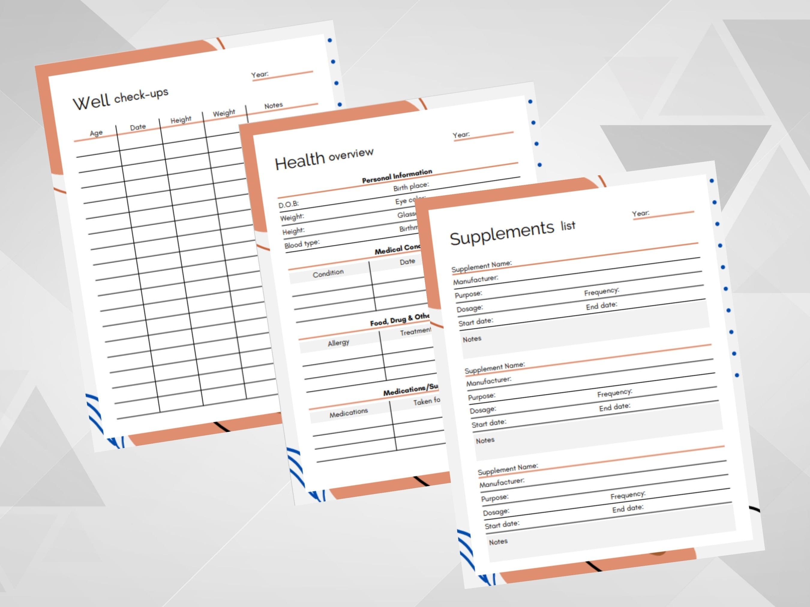 Printable Medical Binder Health Care Planner Health Care Organizer ...