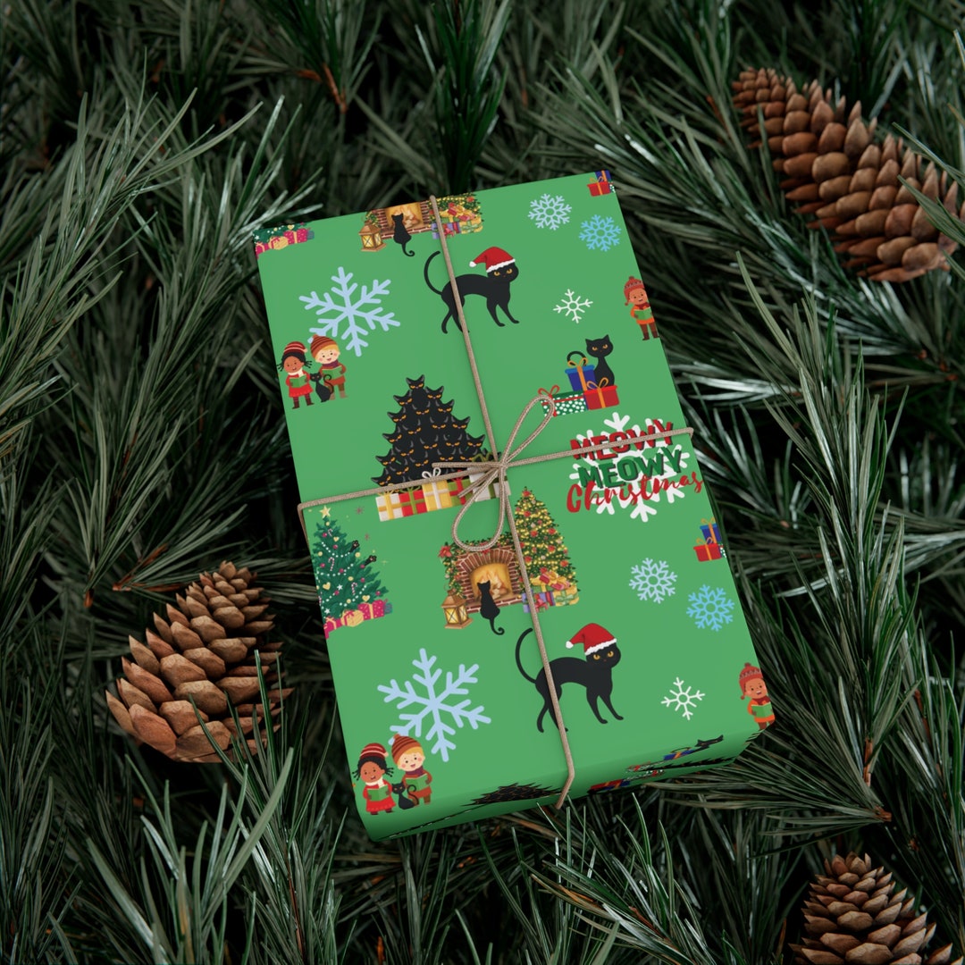 Black Cat Christmas Wrapping Paper Cat Christmas Wrapping Paper Wrap ...