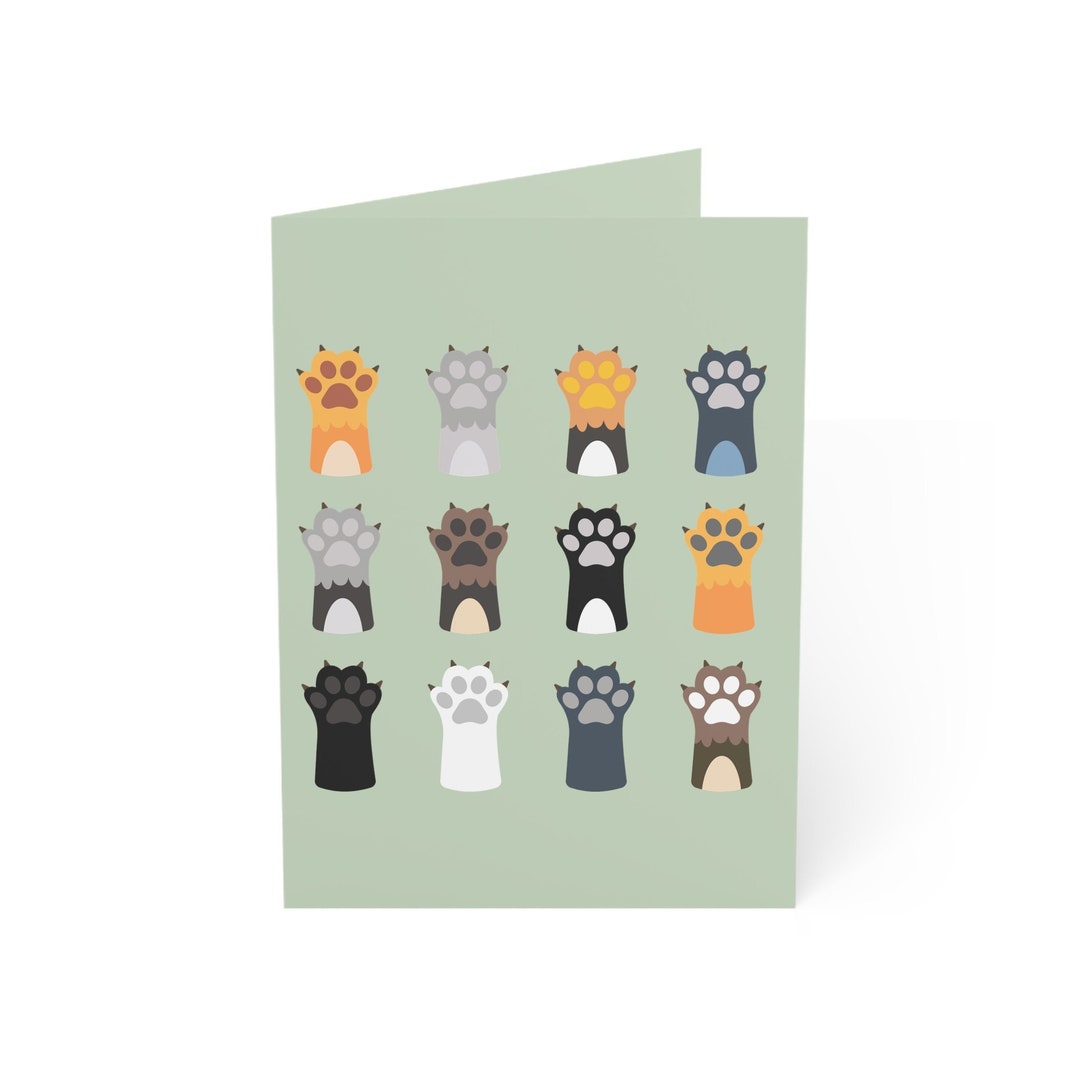 Cat Paw Birthday Cards 1,10, 30, & 50 Pcs Cat Birthday Card Pet ...