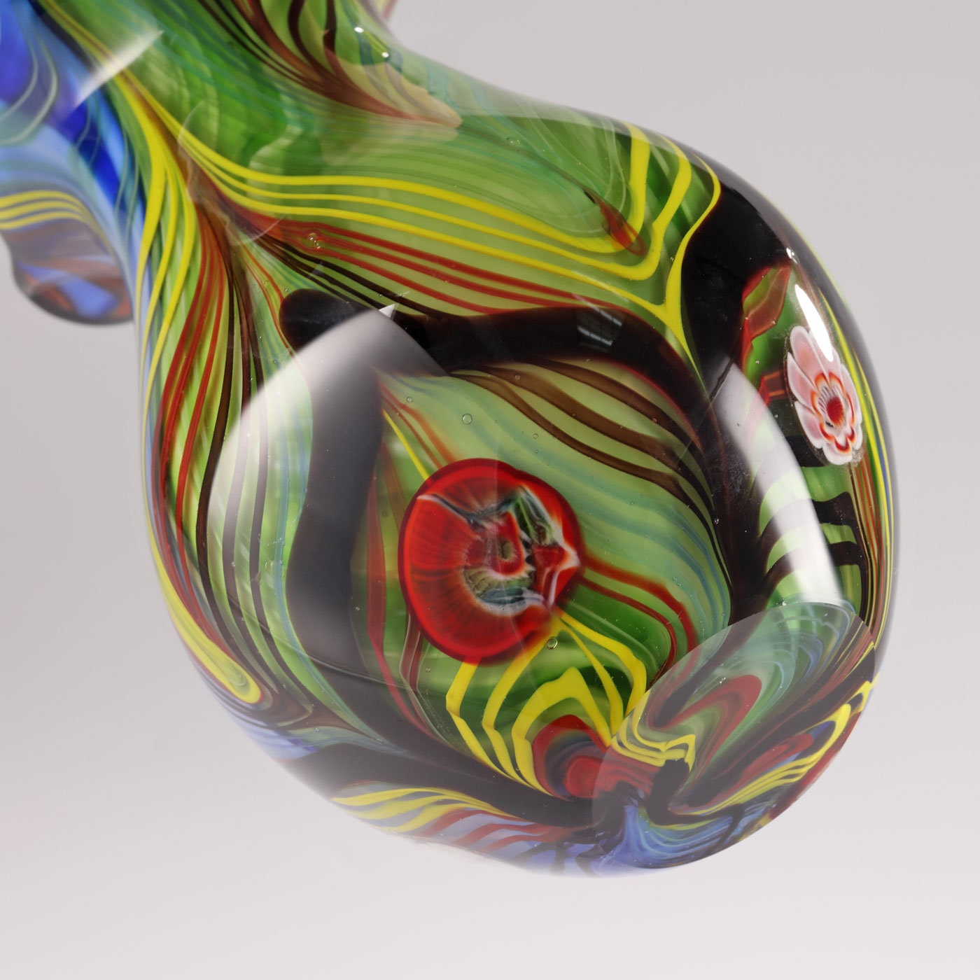 Hand Blown Abstract Teardrop Art Glass Vase With Angled Lip 9.5-13.5 ...