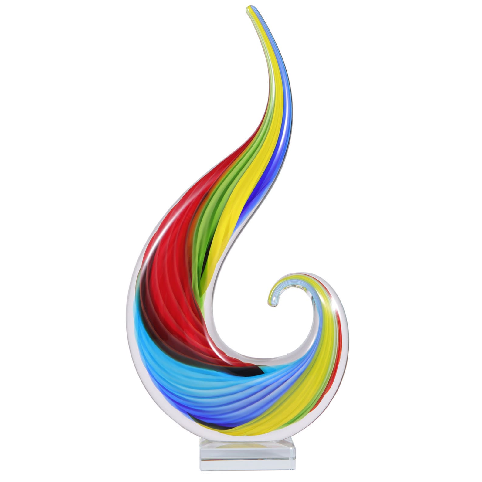 Hand Blown Rainbow Swirl Sommerso Art Glass Sculpture 12-15 Inch Tall ...