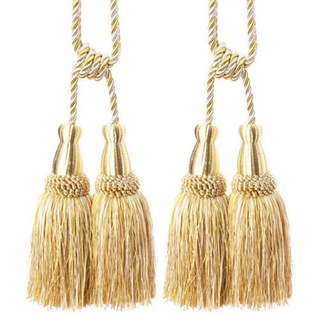 Handmade Pair of Ivory and Gold Tassel Tiebacks 6.5 Inch Tassel - Etsy