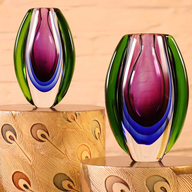 Heavy Glass Oval Vase - Etsy