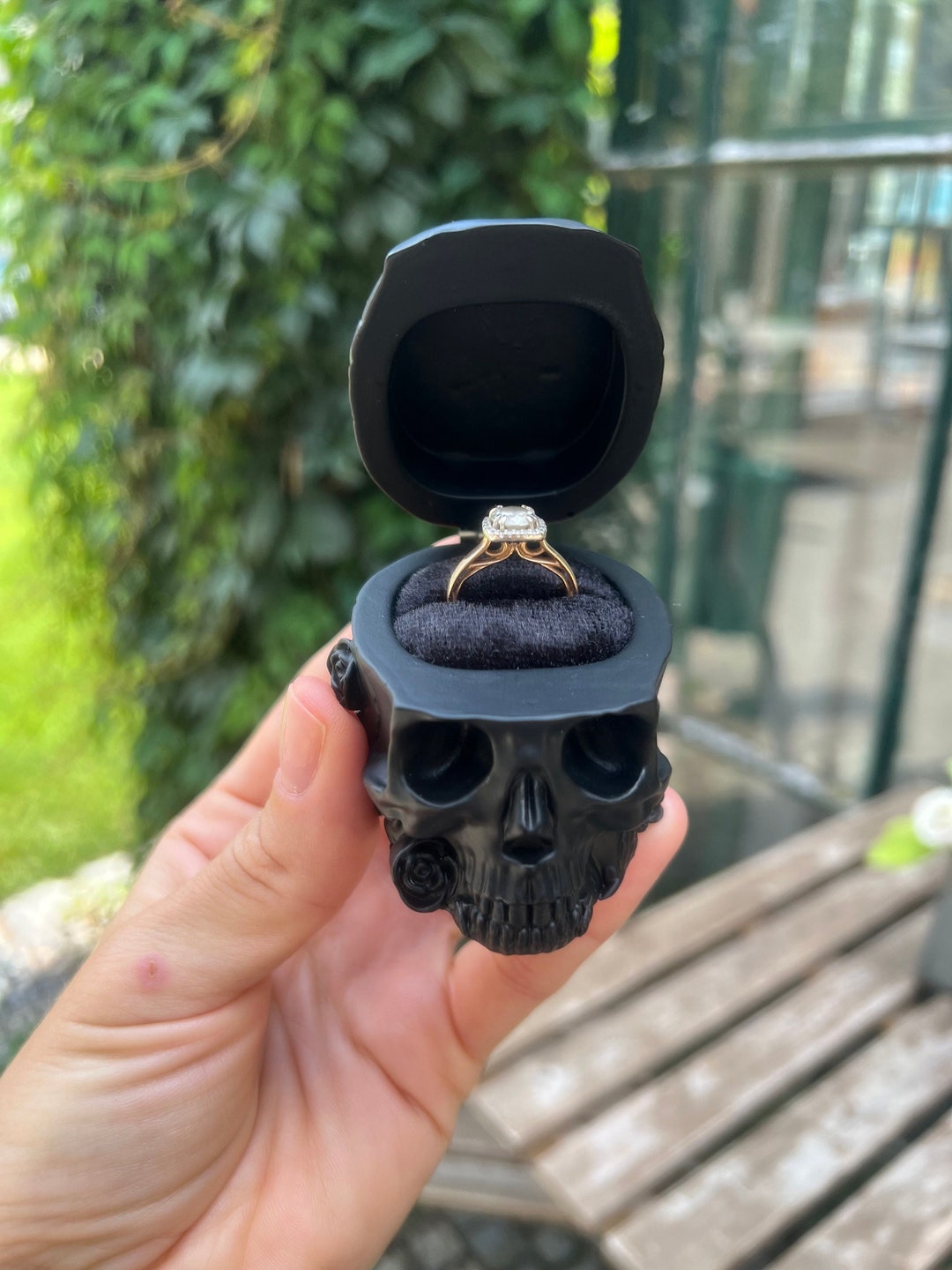Skull Ring Box. Original Engagement Ring Box. Gothic Jewelry Box. Ring ...