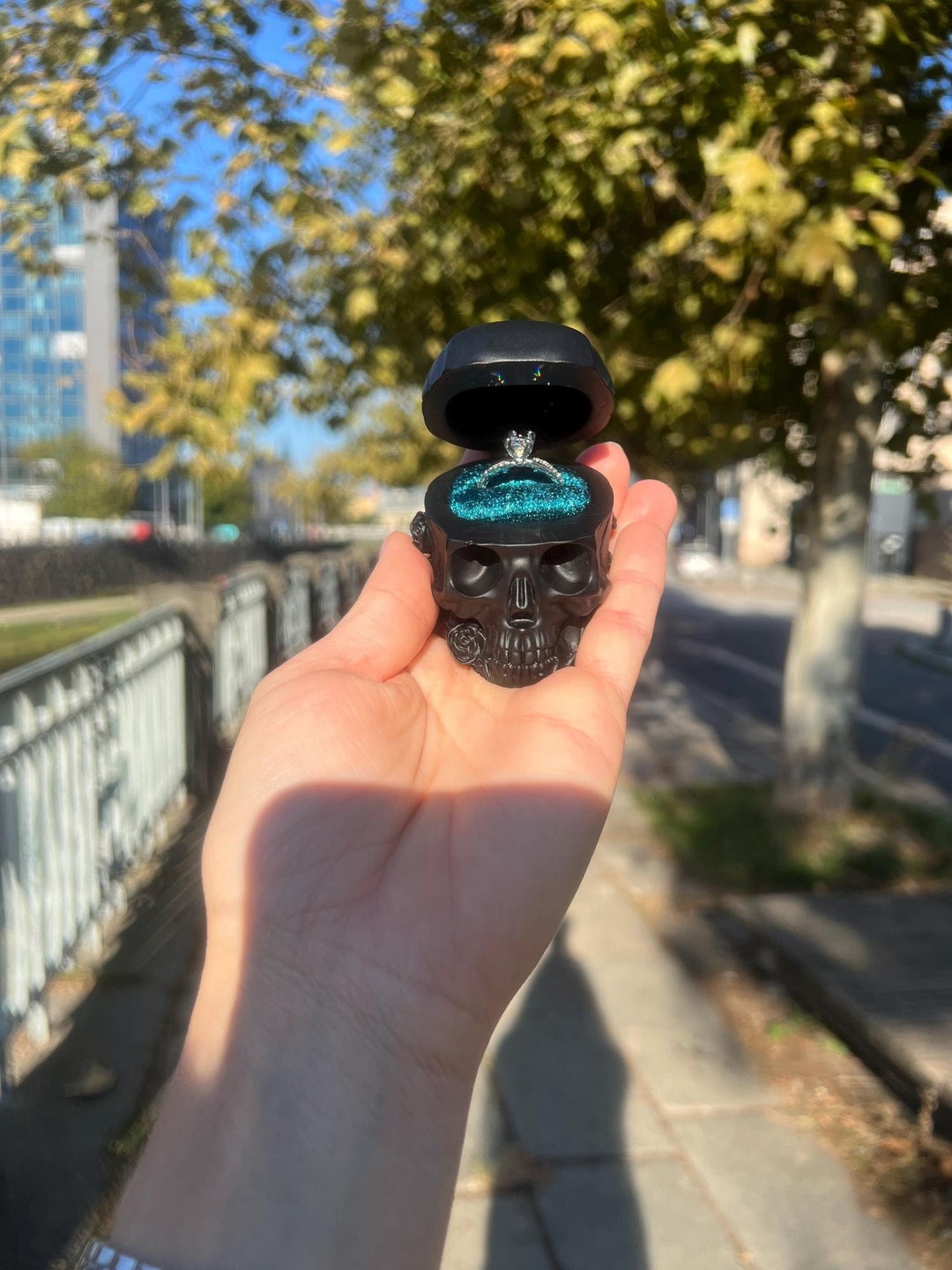 Engagement Ring Box - Gothic Skull Ring Box - Small Unique Jewelry Box ...