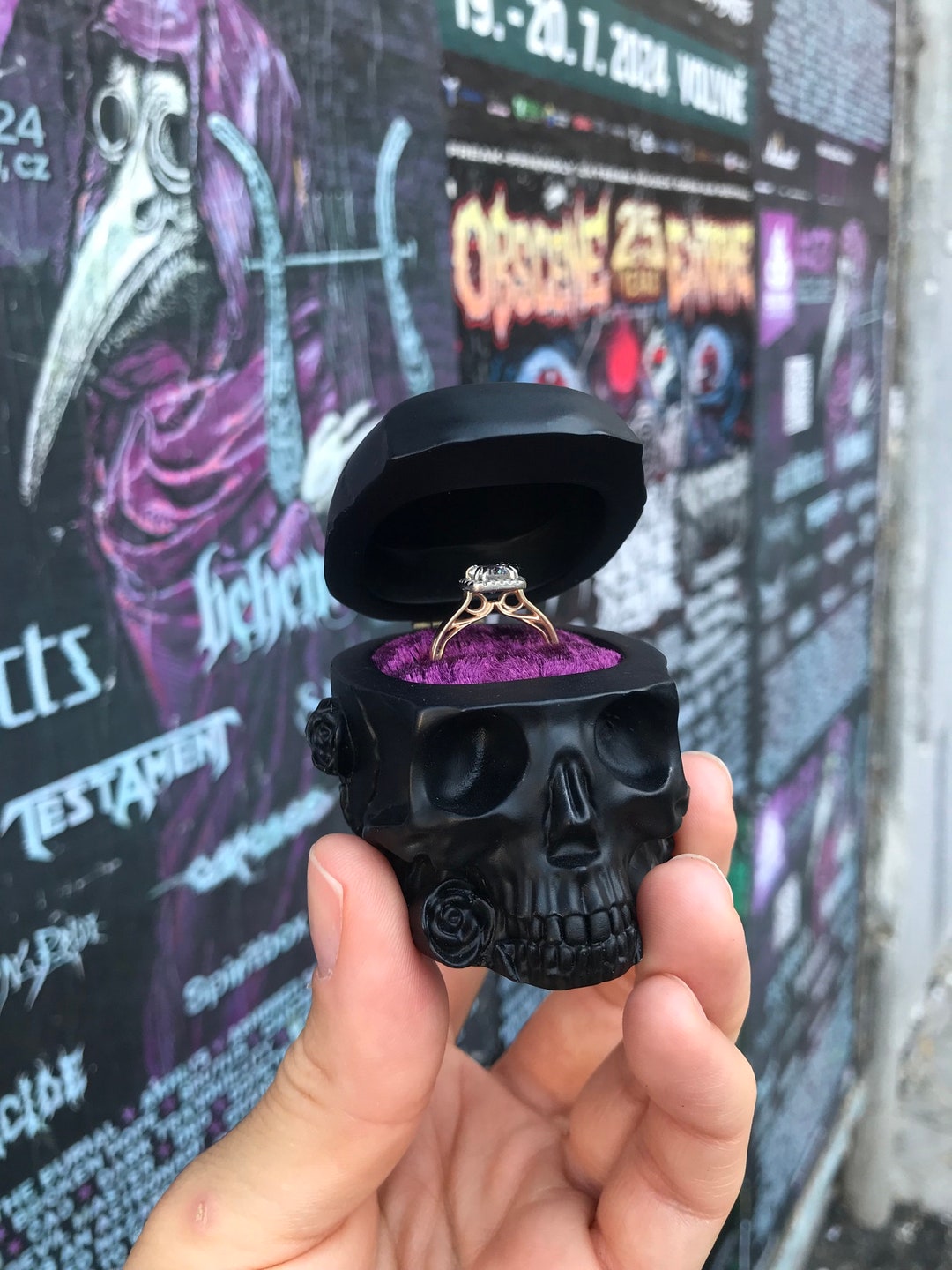 Skull Ring Box - Gothic Jewelry Box for Ring - Proposal Ring Holder ...