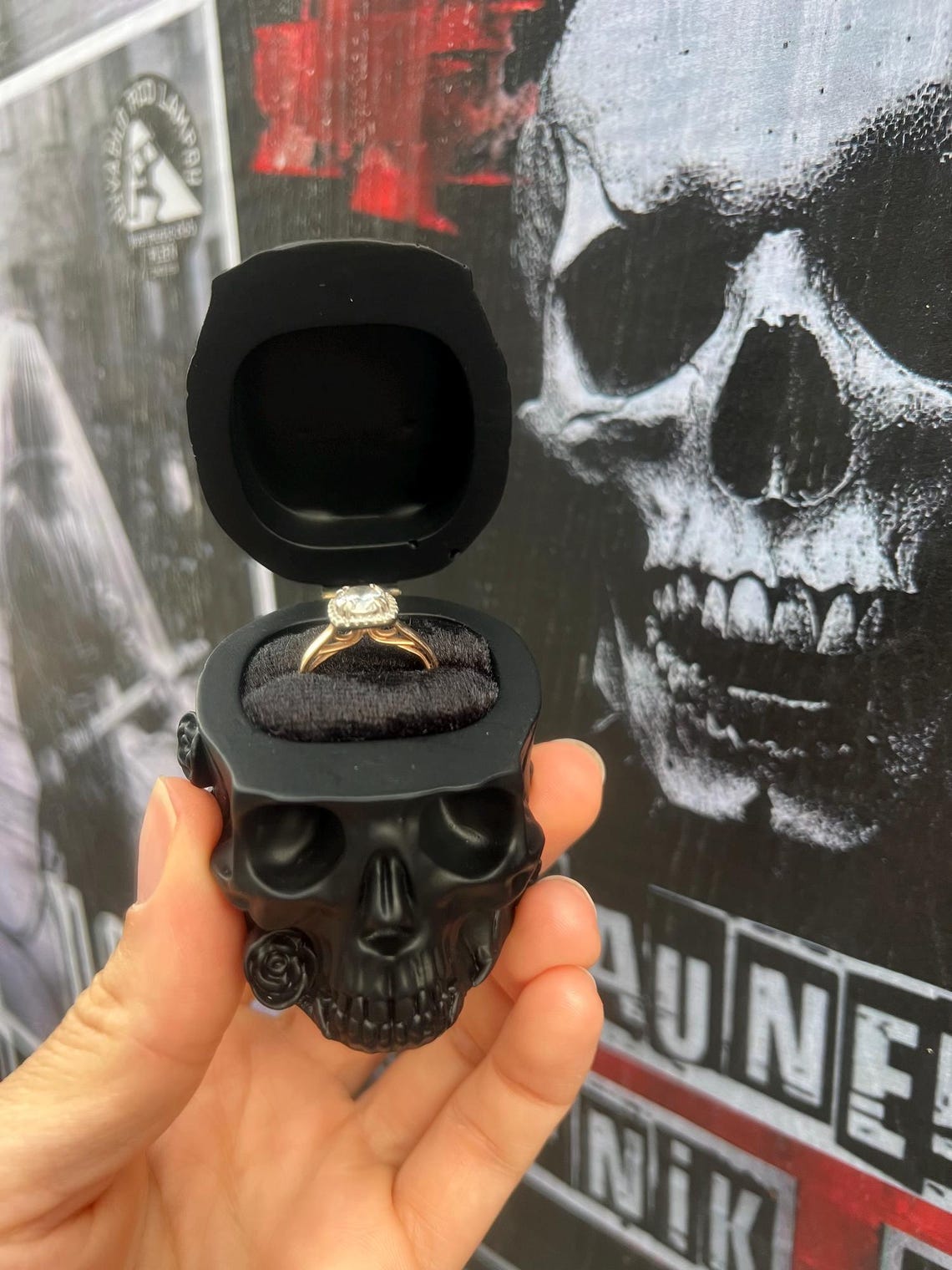 Skull Ring Box - Gothic Jewelry Box for Ring - Proposal Ring Holder ...