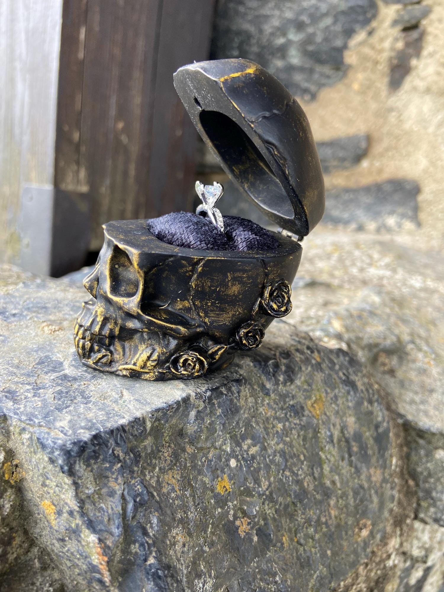 Gothic Skull Ring Box – Handmade Dark Engagement Ring Holder – Unique ...