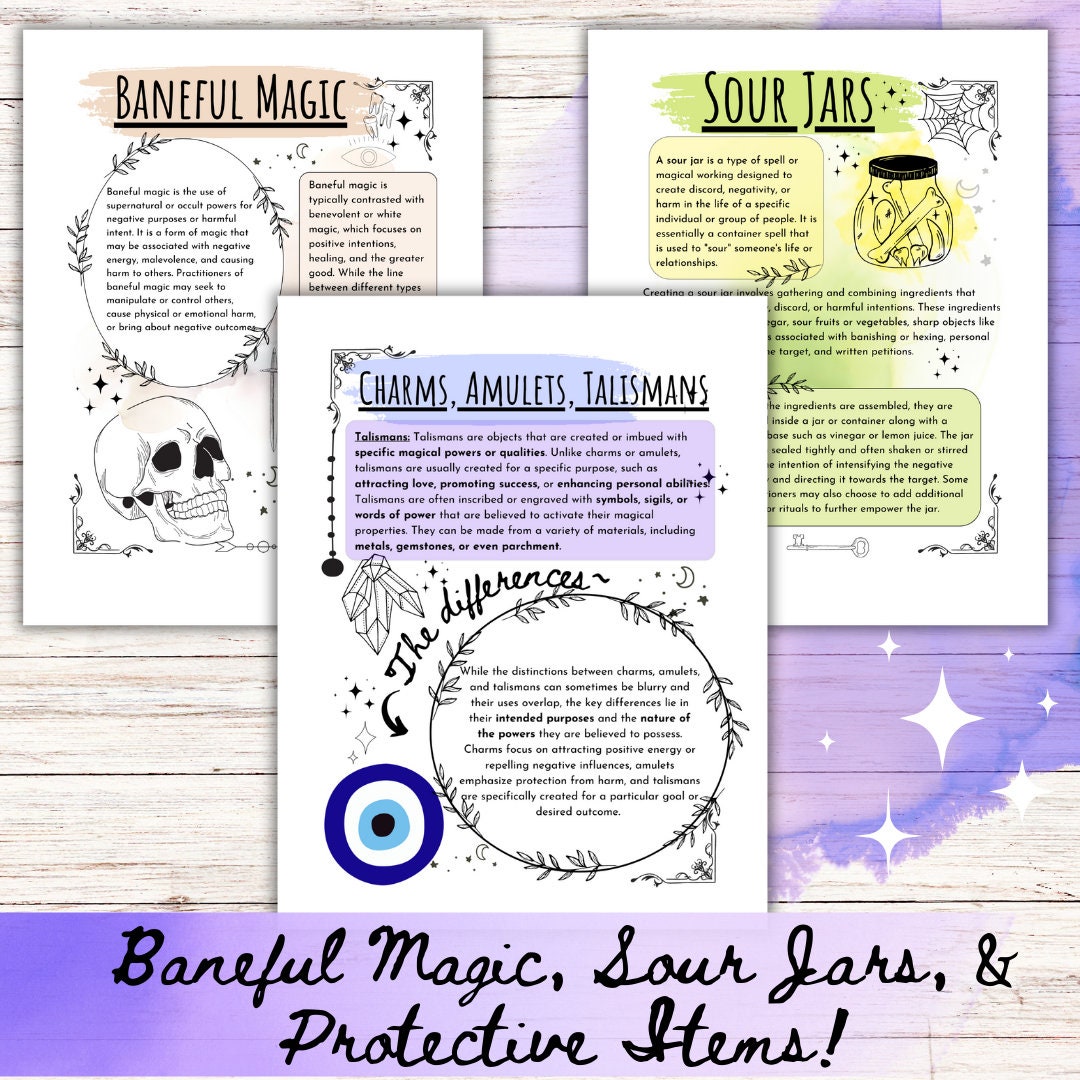 Baneful Magic Grimoire Pages Book of Shadows Pages Blank - Etsy