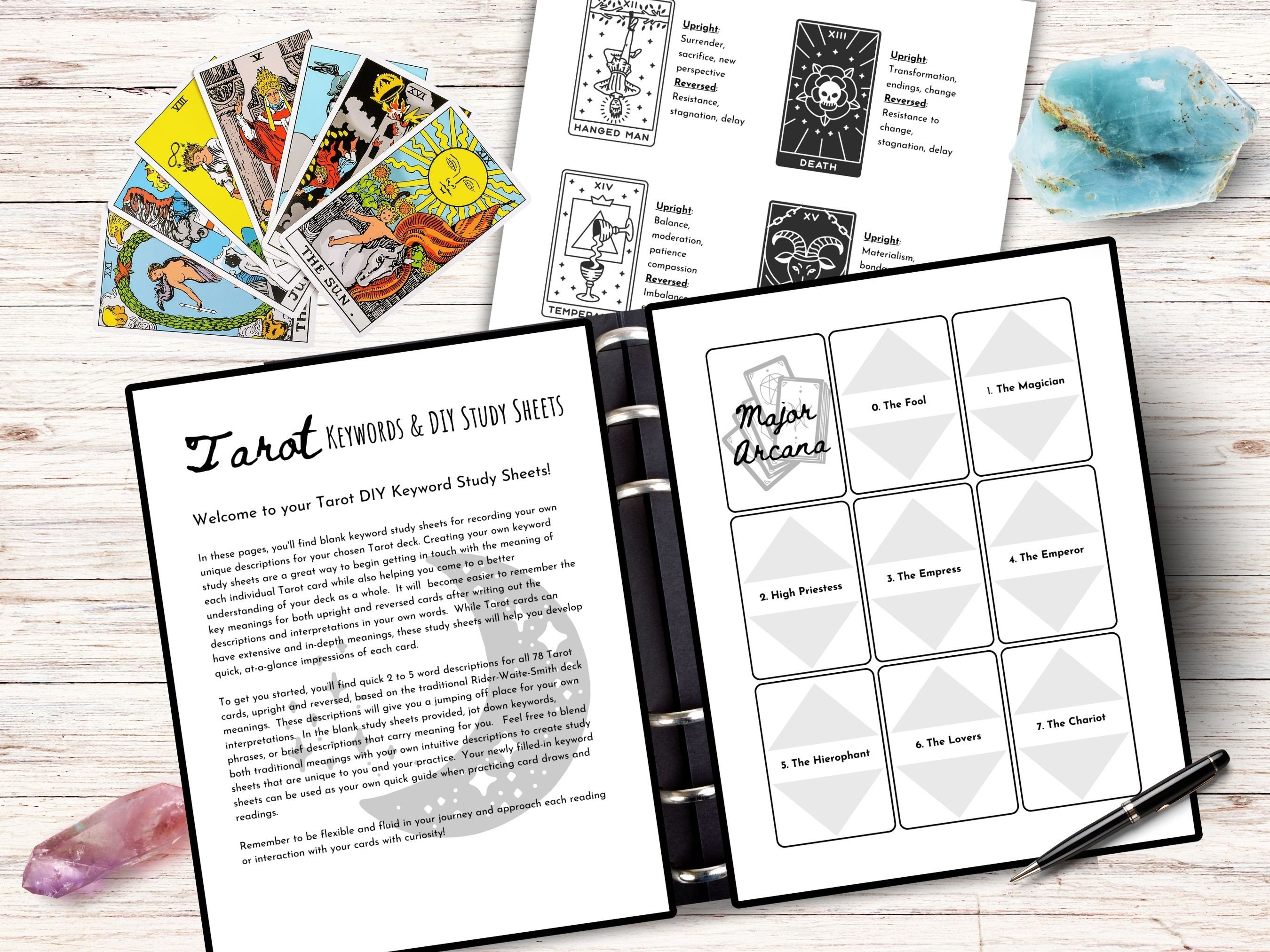 Tarot Journal, Tarot Cheat Sheet, Tarot Spreads, Tarot Planner ...