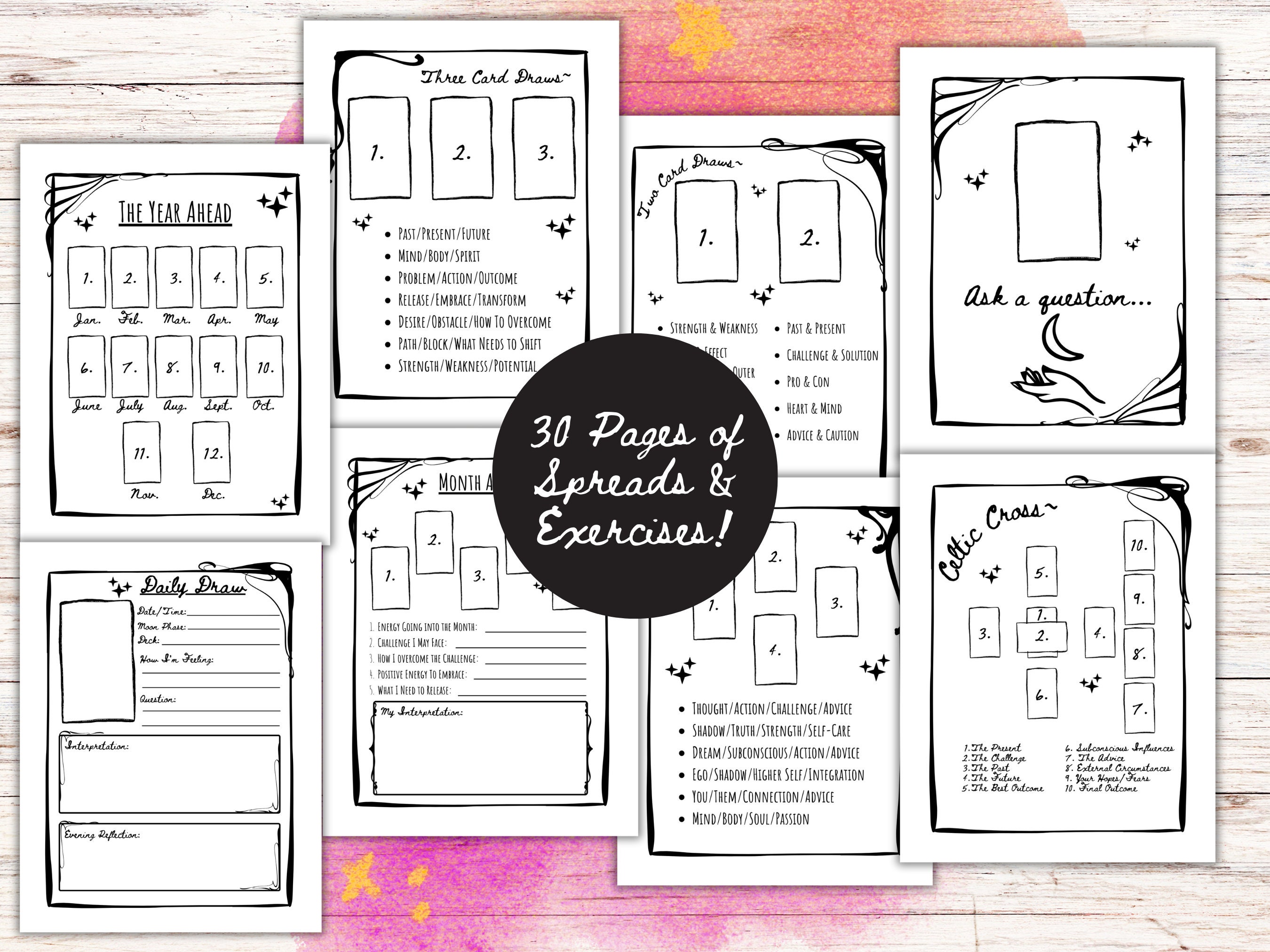Tarot Journal, Tarot Cheat Sheet, Tarot Spreads, Tarot Planner ...