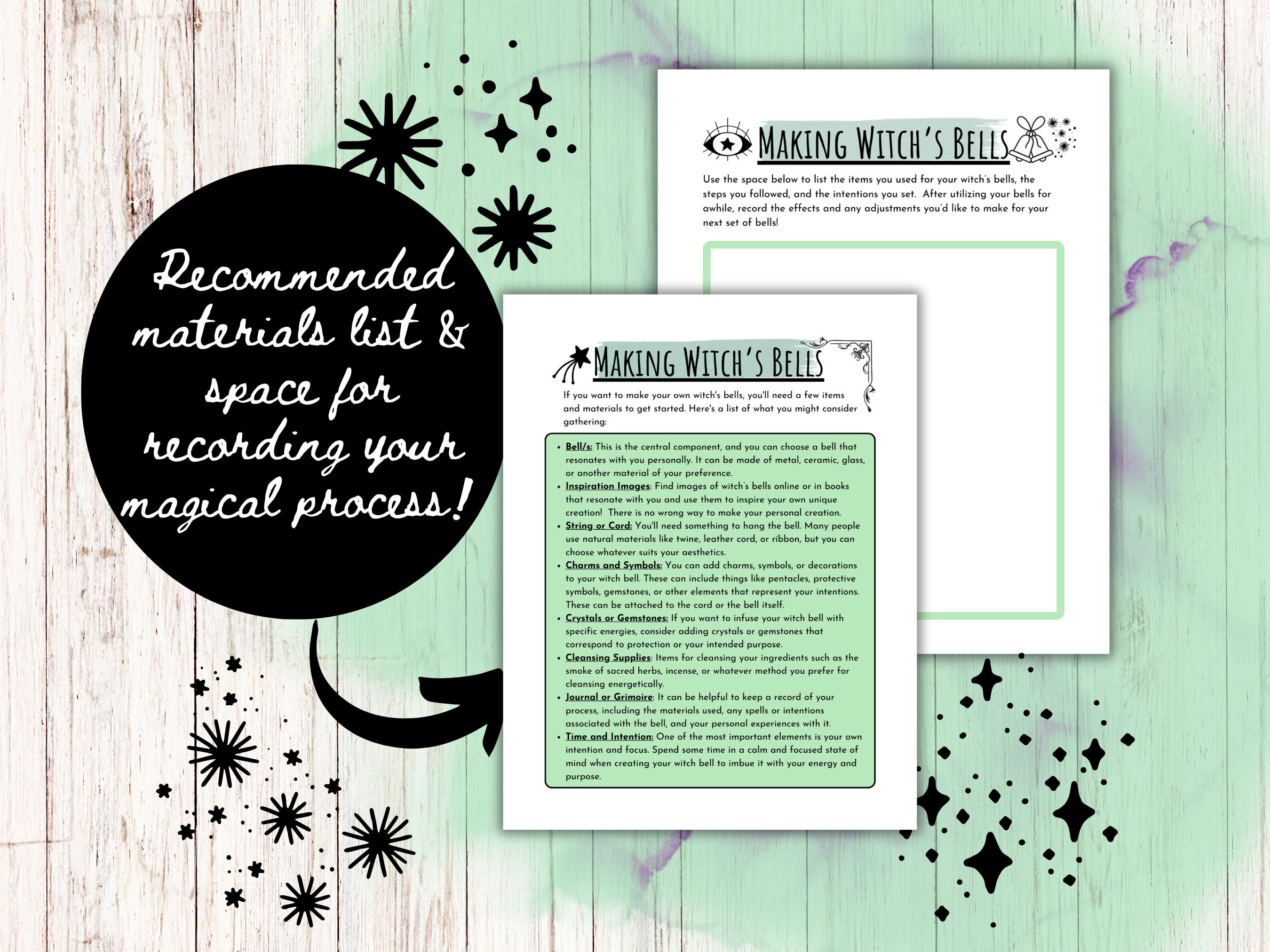 Witch Bells, Grimoire Pages, Spell Book Pages, Book of Shadows Pages ...