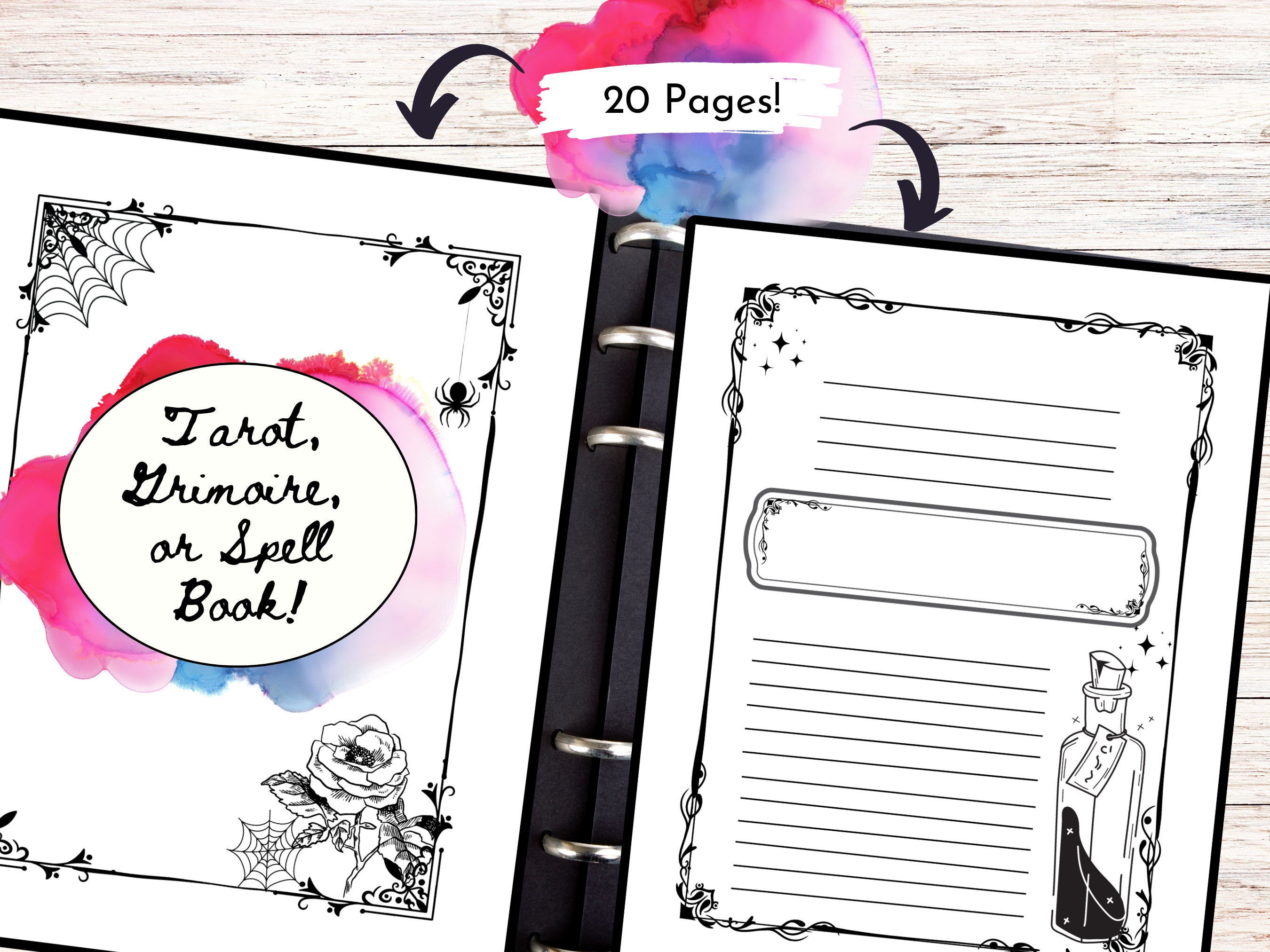 Blank Grimoire Grimoire Pages Book of Shadows Pages Tarot - Etsy