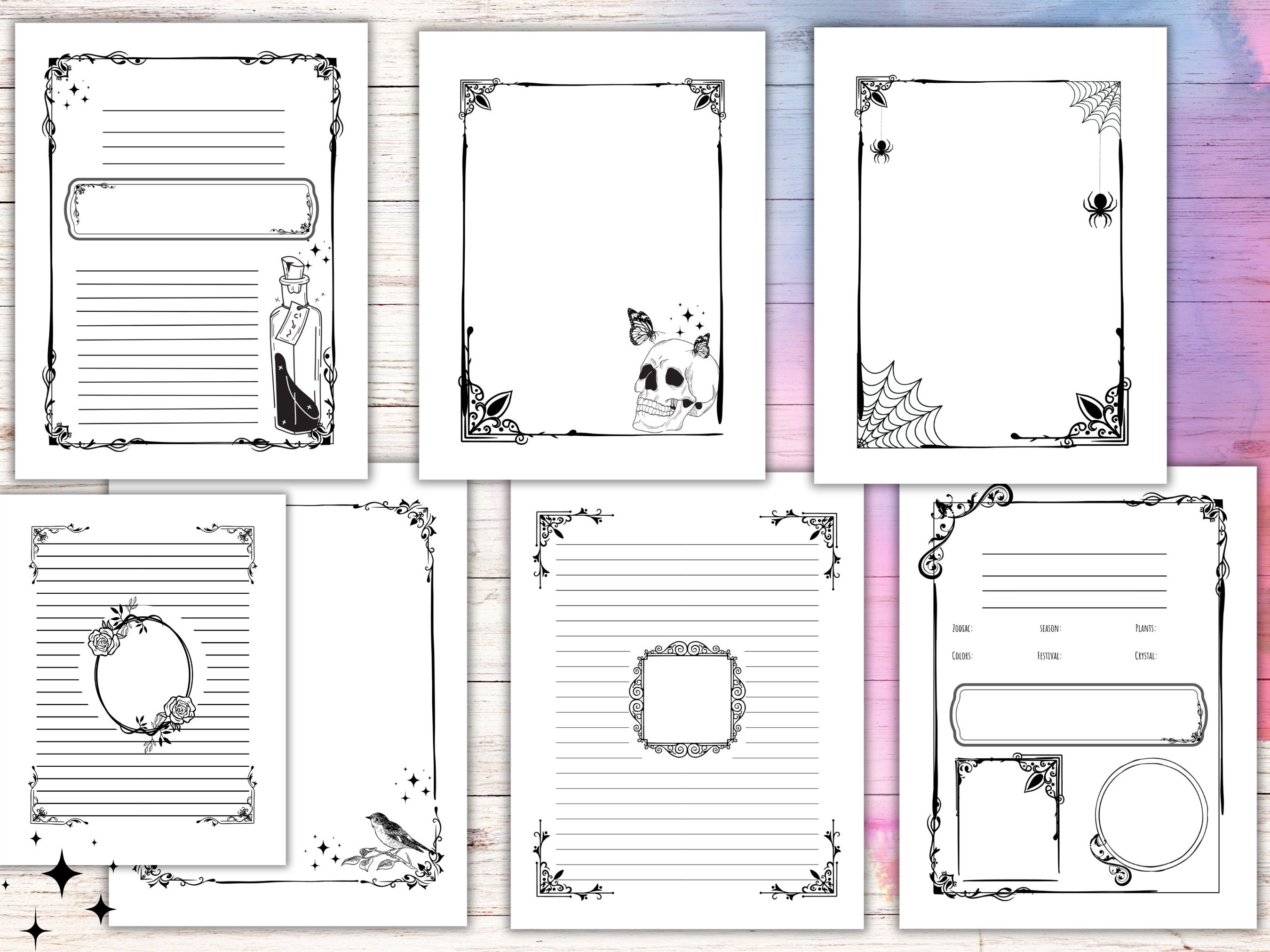 Blank Grimoire Grimoire Pages Book of Shadows Pages Tarot - Etsy