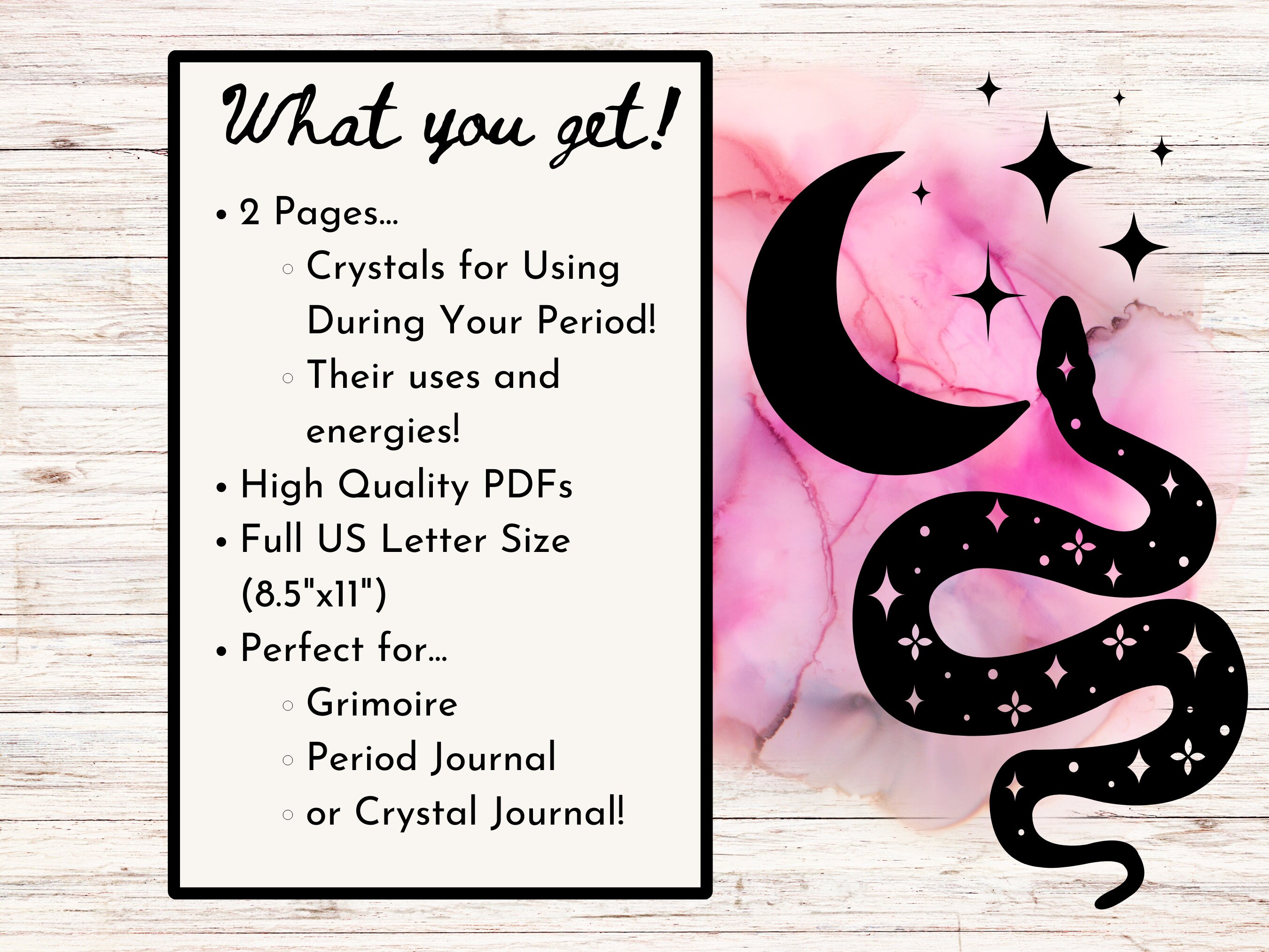 Period Journal Period Tracker Grimoire Pages Crystal Guide - Etsy