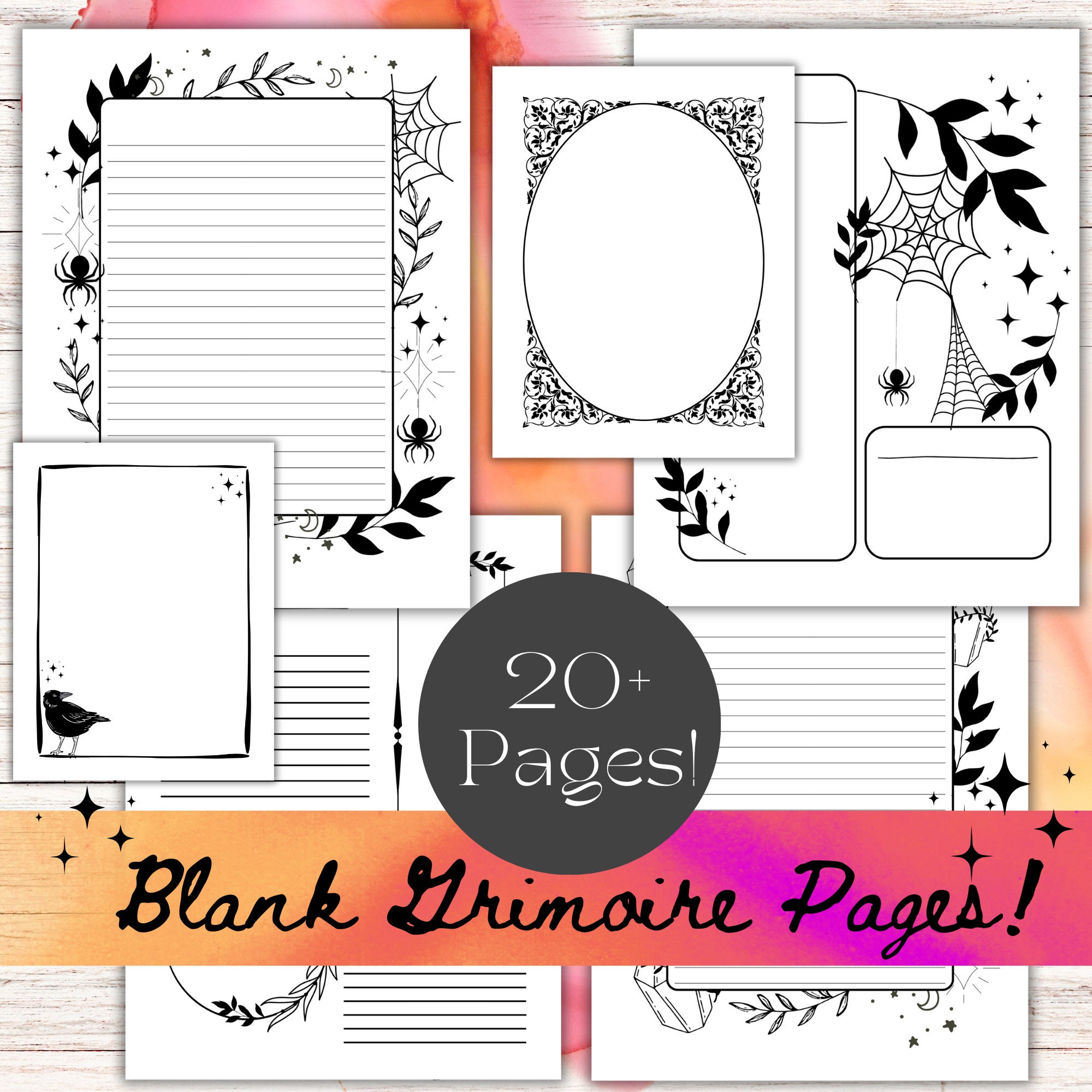 Grimoire Pages Blank Grimoire Book of Shadows Pages Tarot - Etsy