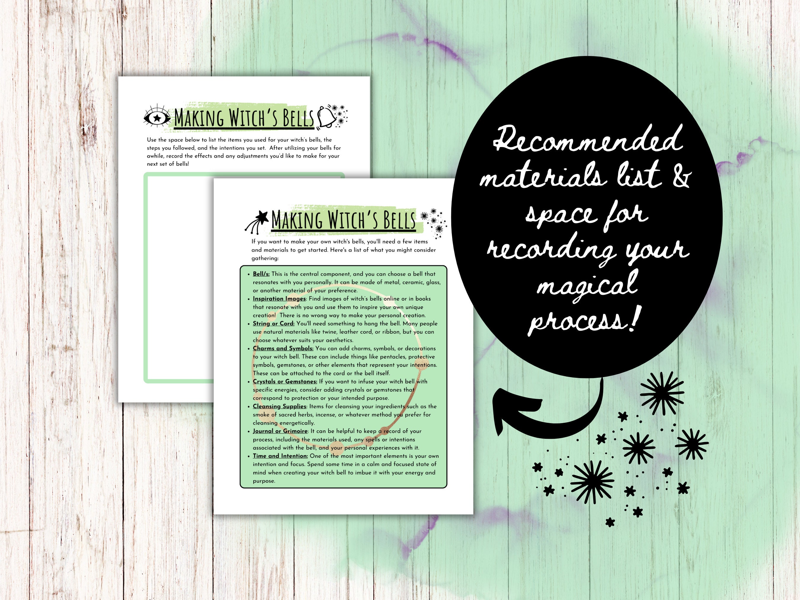 Witch Bells, Grimoire Pages, Spell Book Pages, Book of Shadows Pages ...