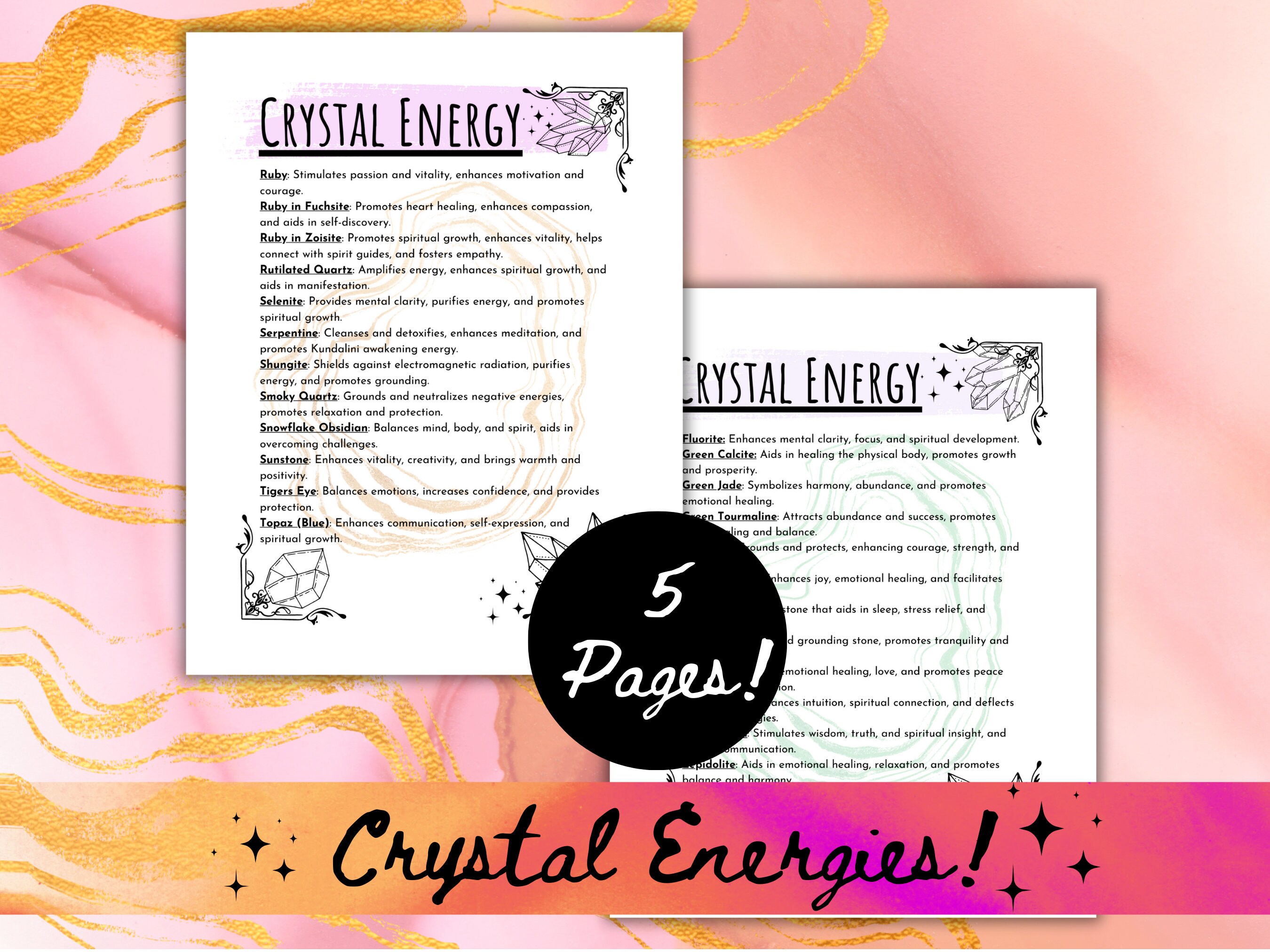 Grimoire Pages Spell Book Pages Crystal Magic Book of - Etsy