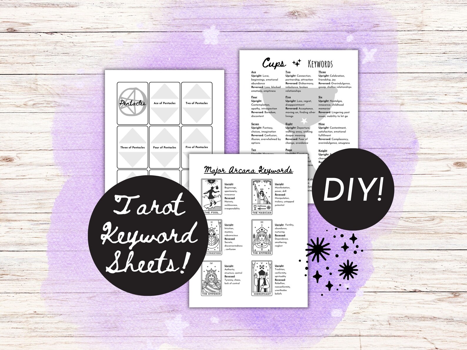 Tarot Journal, Tarot Cheat Sheet, Tarot Spreads, Tarot Planner ...