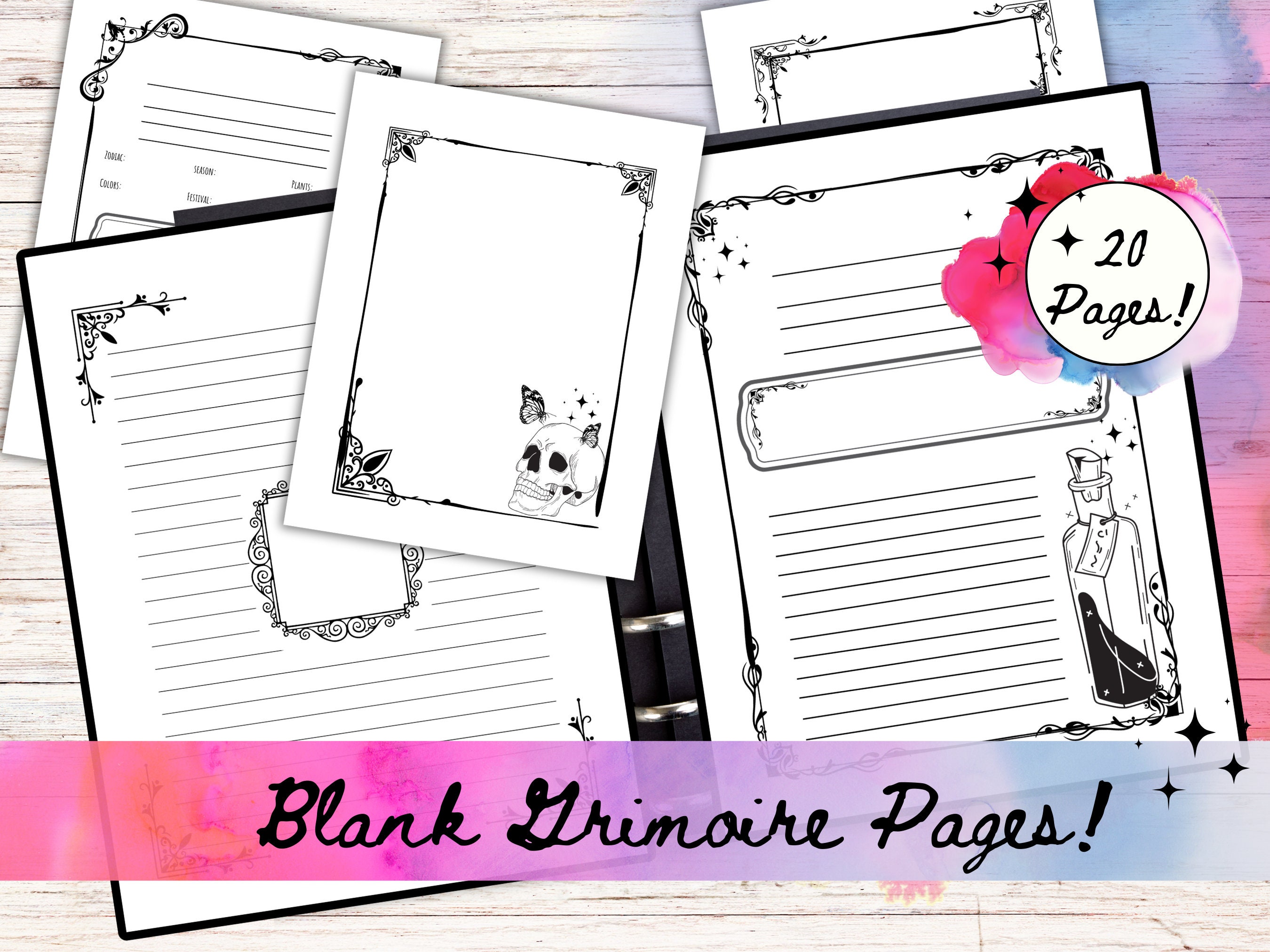 Blank Grimoire Grimoire Pages Book of Shadows Pages Tarot - Etsy