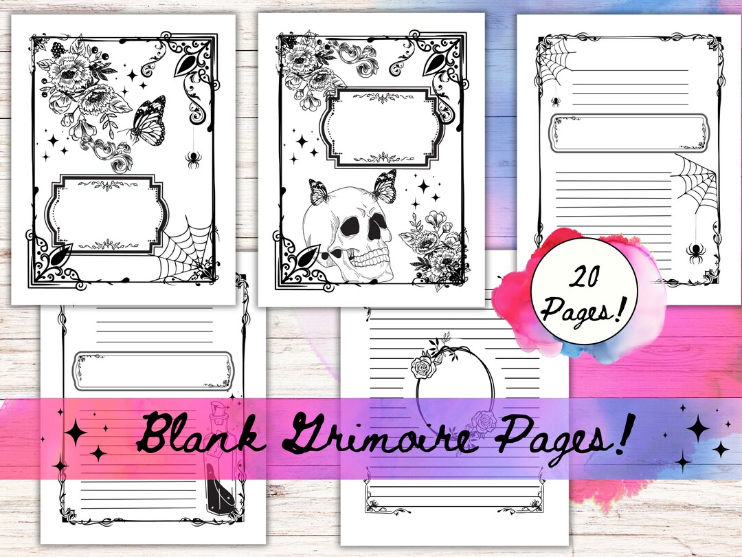 Blank Grimoire Grimoire Pages Book of Shadows Pages Tarot - Etsy